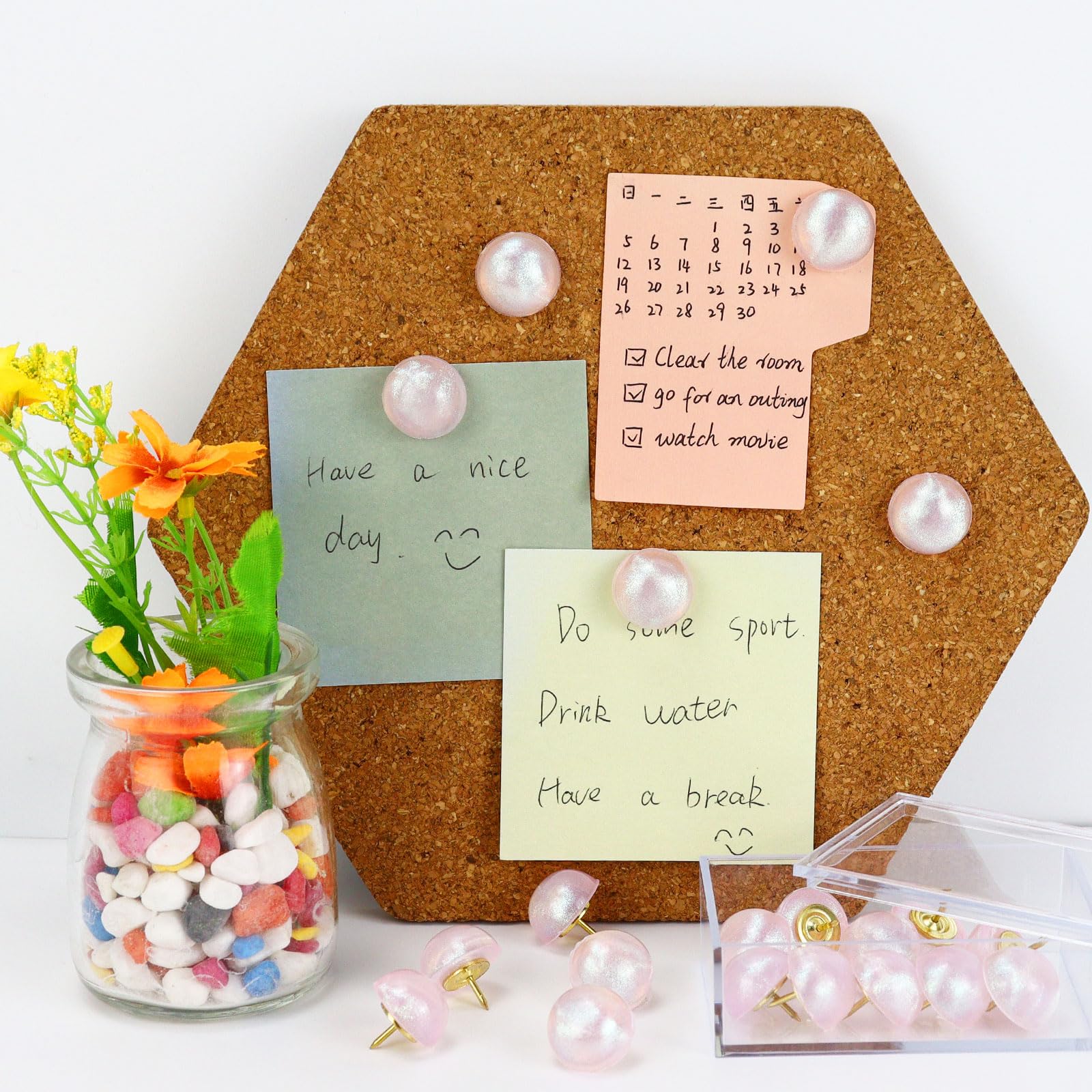 Snapklik.com : 15pcs Decorative Push Pins, Pink Glitter Thumb Tacks For ...