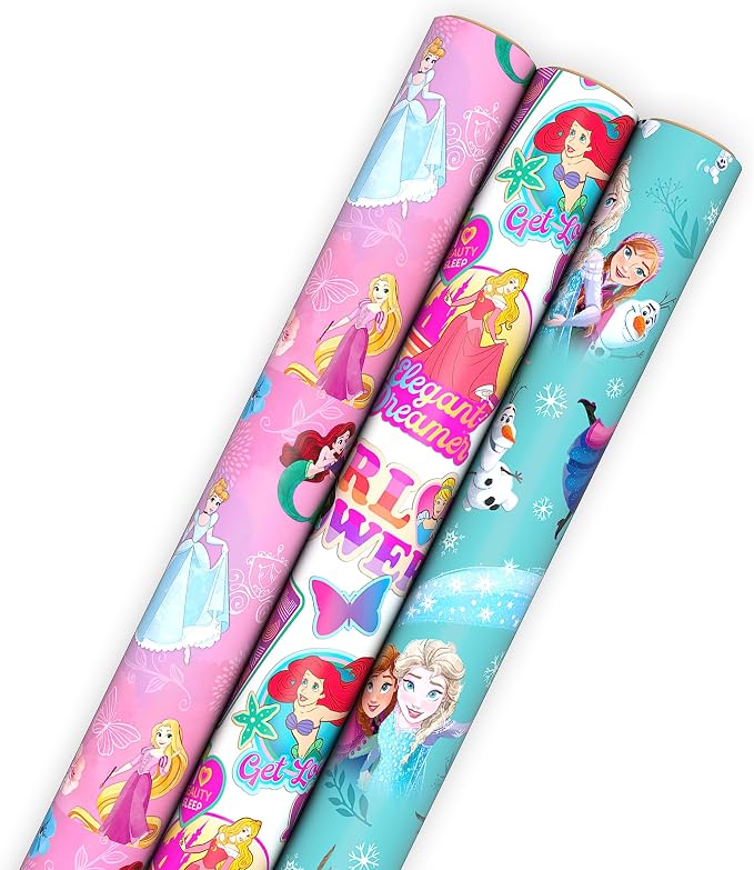 Hallmark Disney Princess and Frozen Wrapping Paper with Cutlines