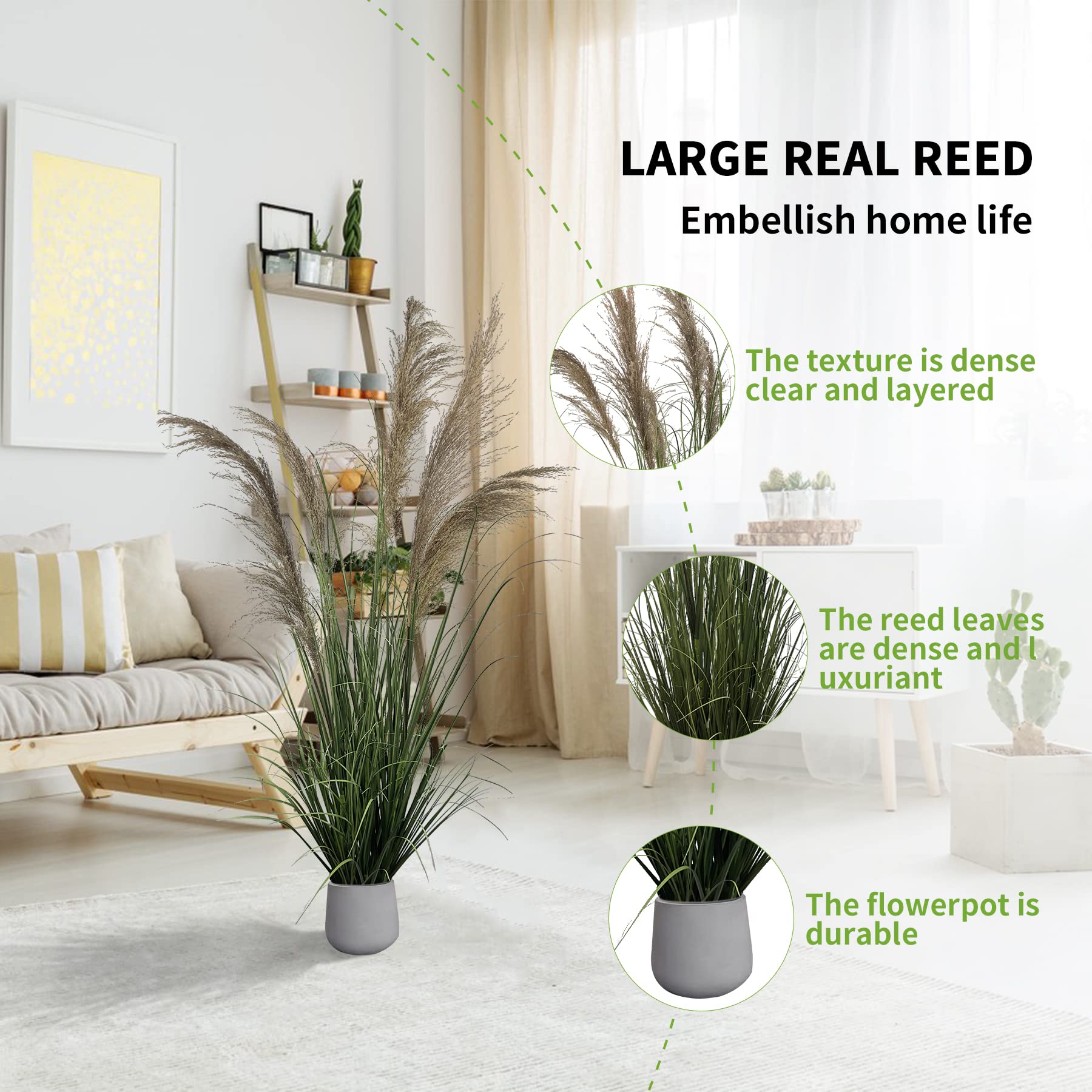 ECOFOREST 57-inch Artificial Tall Grass Plants, Fake Grass, Indoor Fake ...