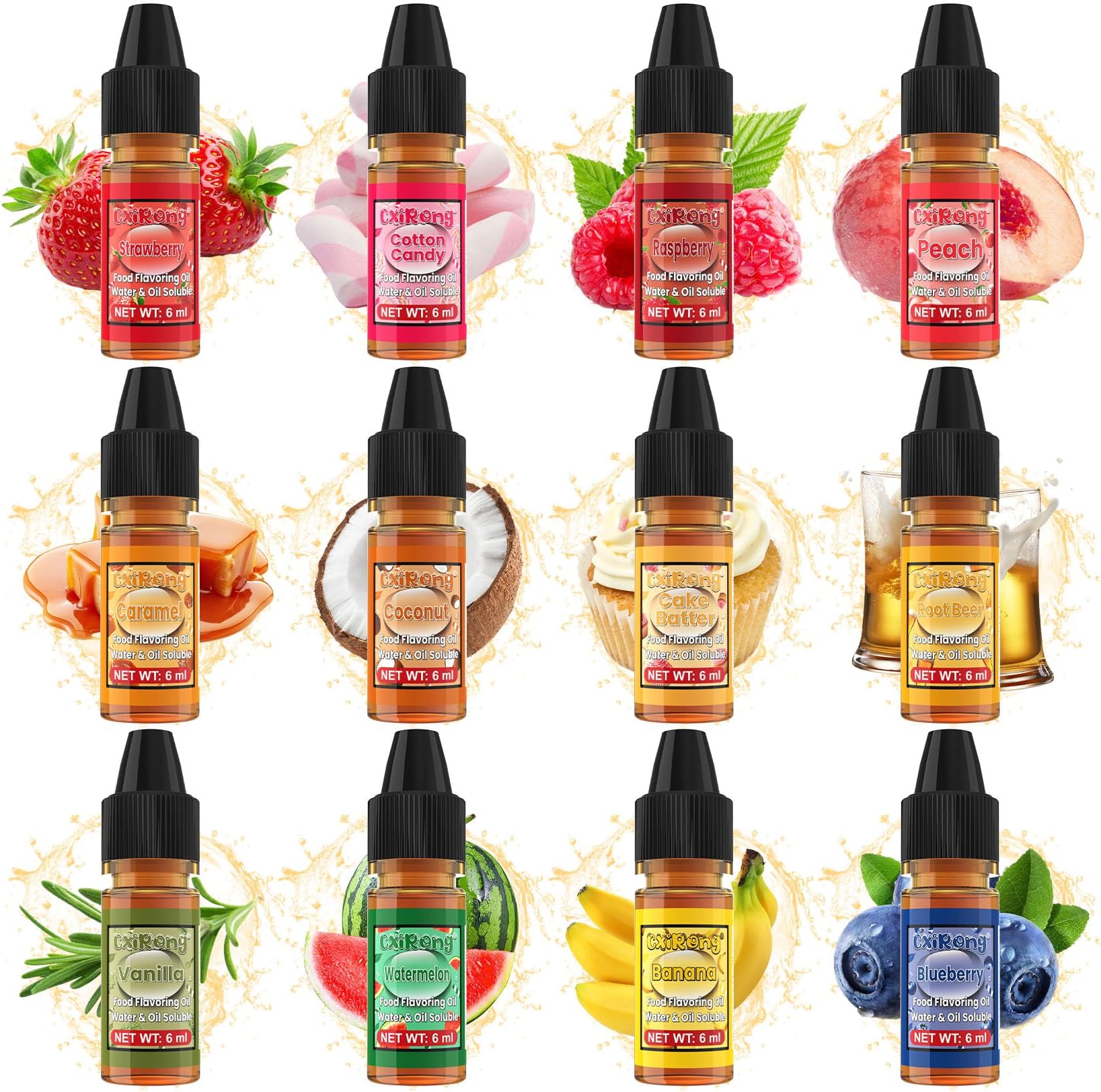 Amazon.com: Food Flavoring Oil - 12 Concentrated Candy Flavoring, Lip ...