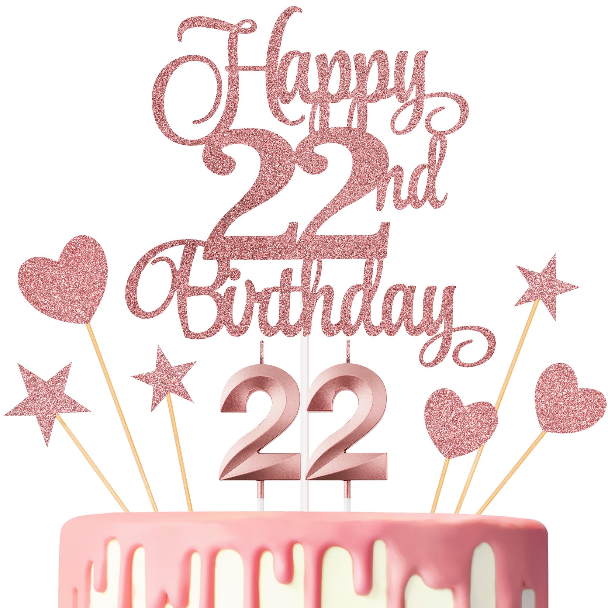 Amazon.com: 22nd Birthday Cake Decorations, 22nd Birthday Candles Cake ...
