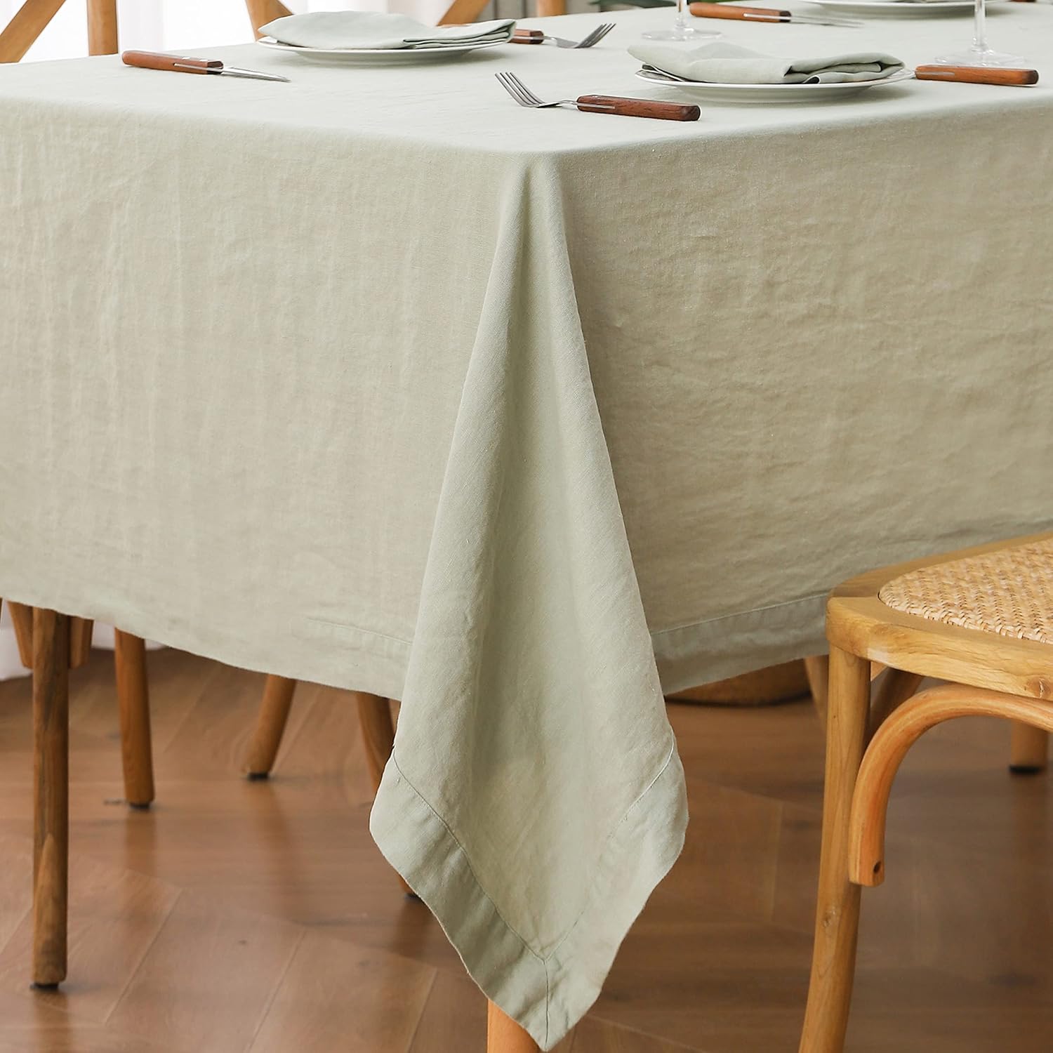 Amazon.com: L Linen World 100% European Linen Tablecloth,60x90Inch ...