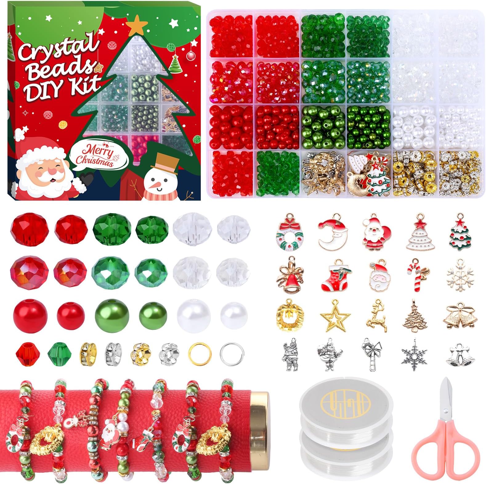 Amazon.com: Daifunli 2880 Pcs Christmas Crystal Beads Bulk, Small ...