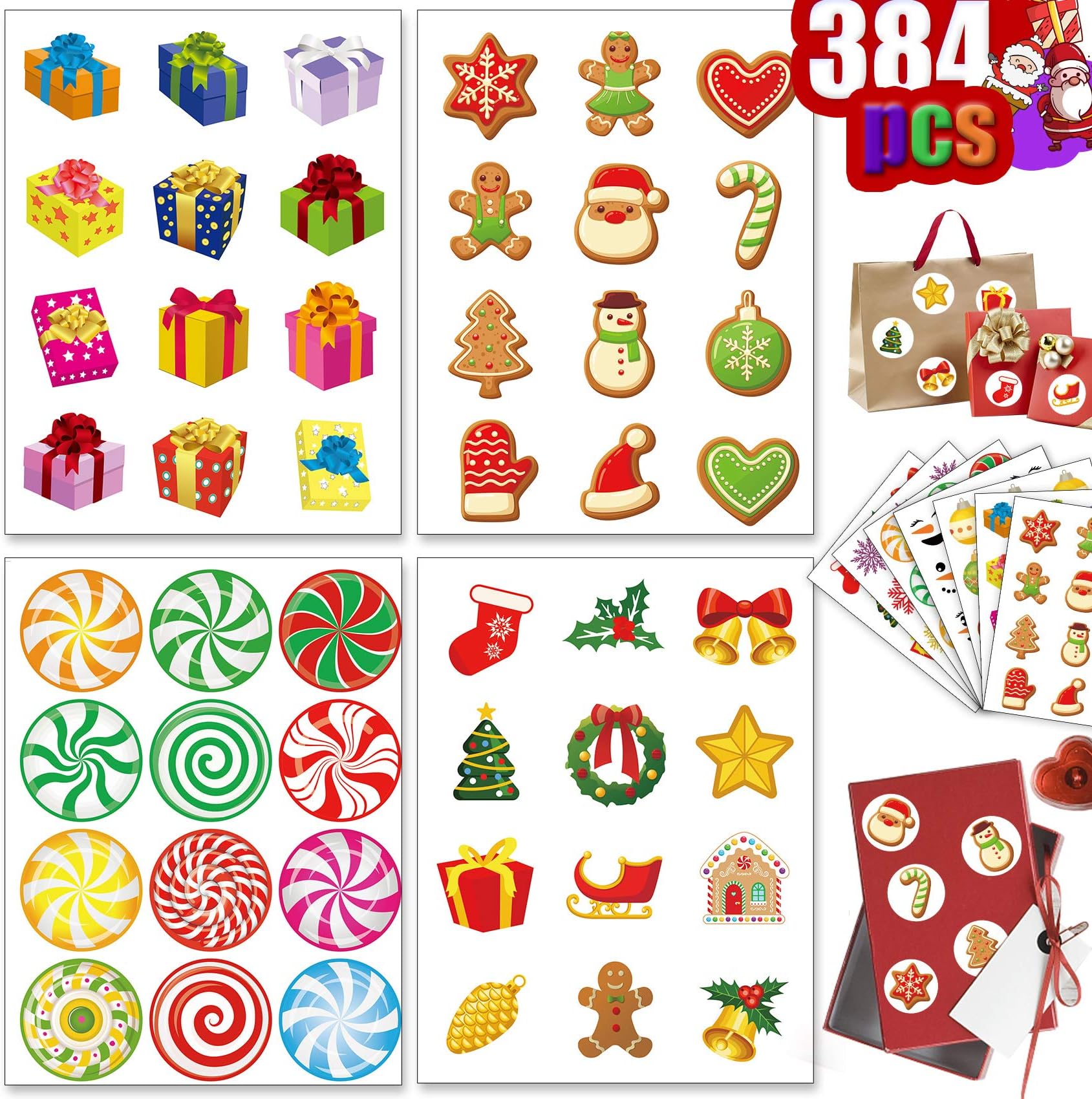 Amazon.com: K-Kraft Christmas Stickers for Envelopes, Decorative Crafts ...