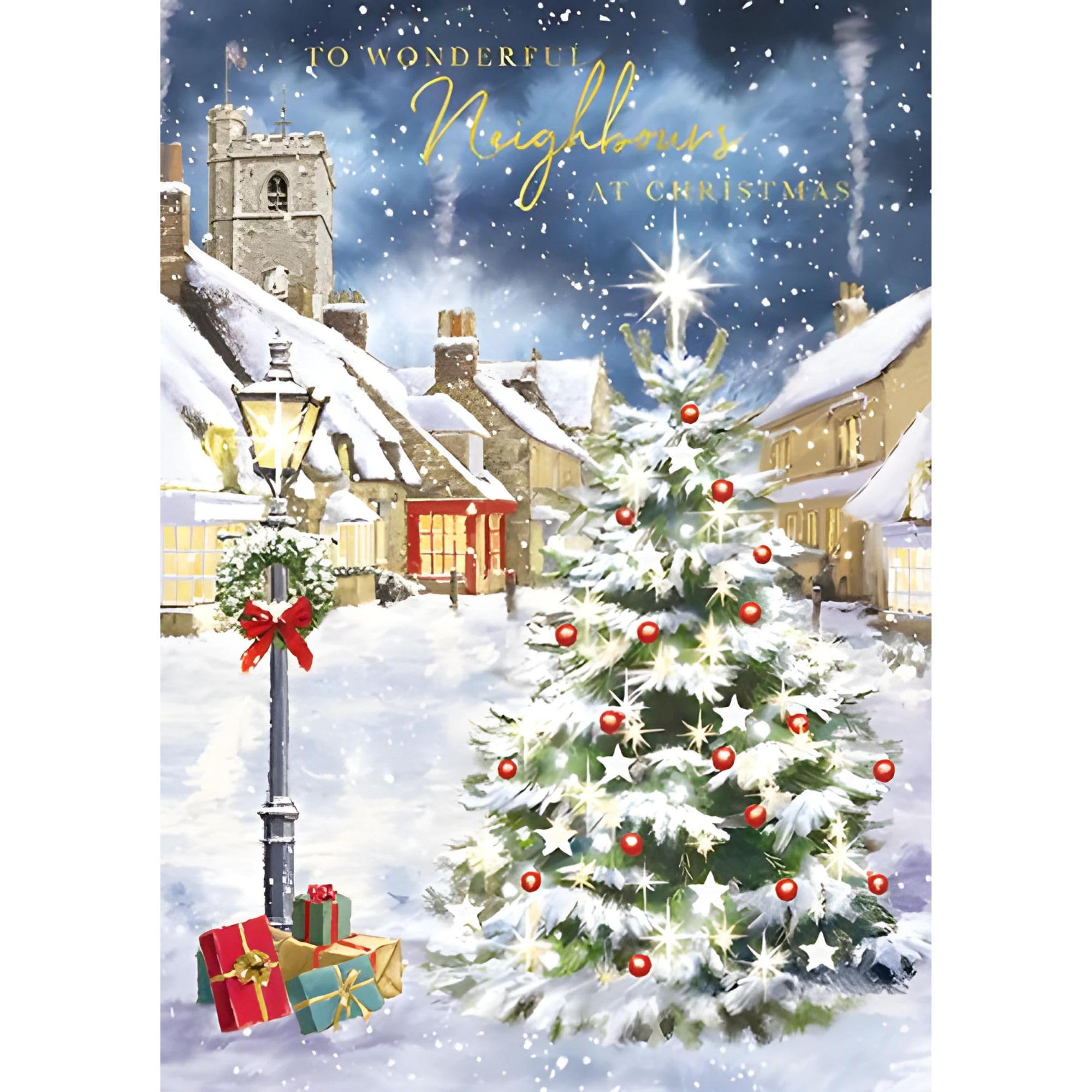 Wonderful Neighbours Christmas Card - Special Finish - Artistic Festive ...