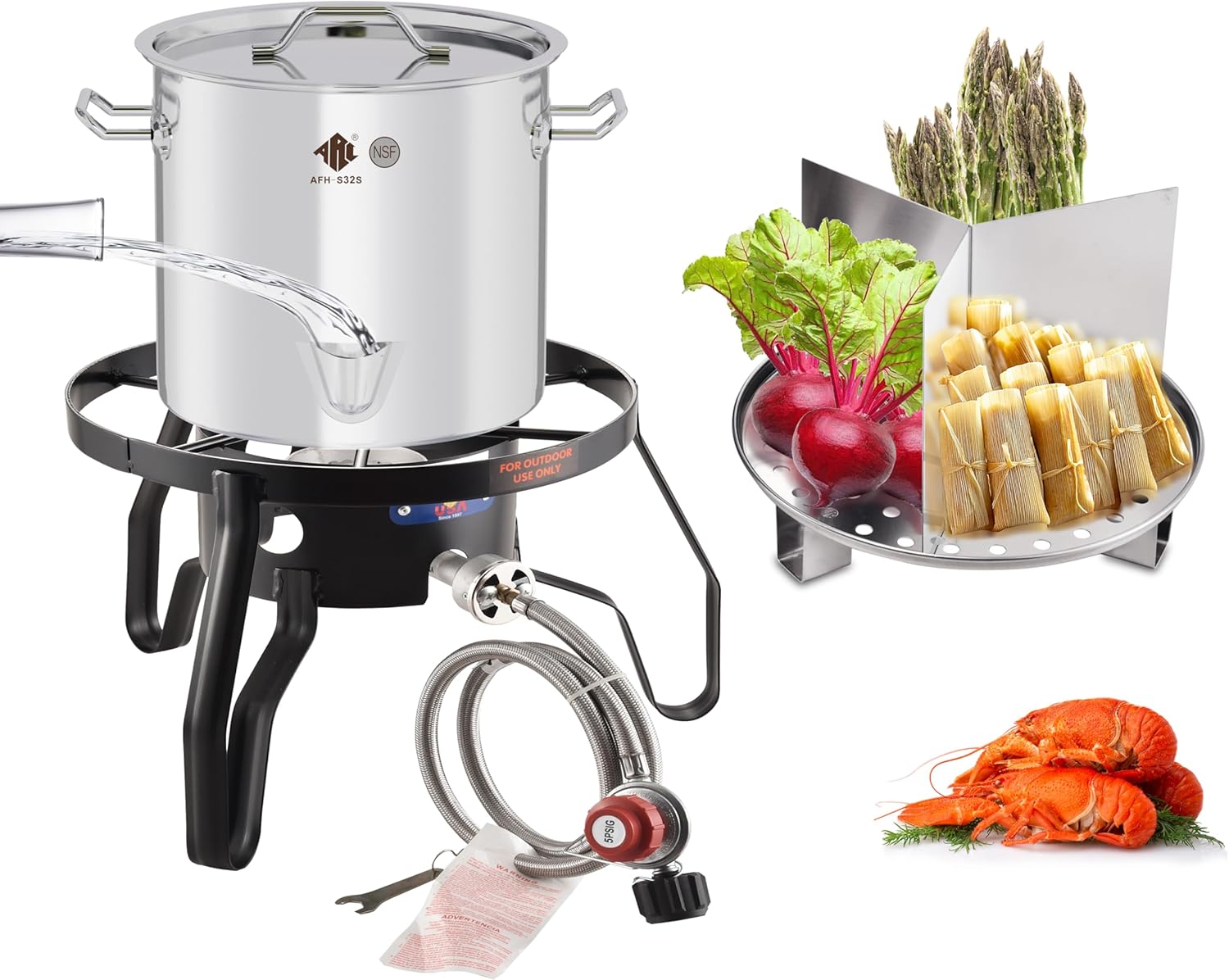 Amazon.com: ARC 20QT Steaming Kit, 55,000BTU Portable Propane Burner ...