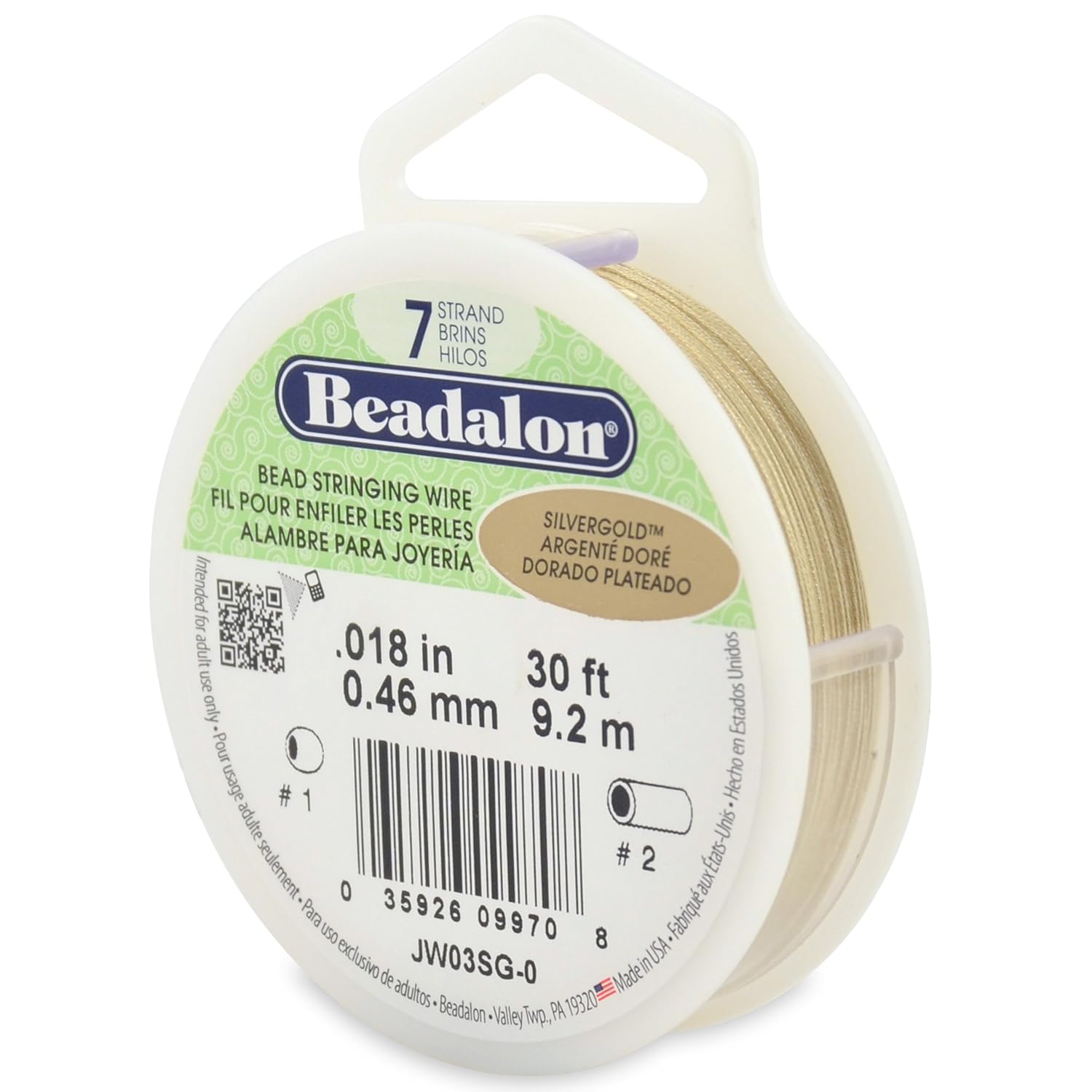 Amazon.com: Beadalon 7 Strand Bead Stringing Wire, 0.018 in / 0.46 mm ...