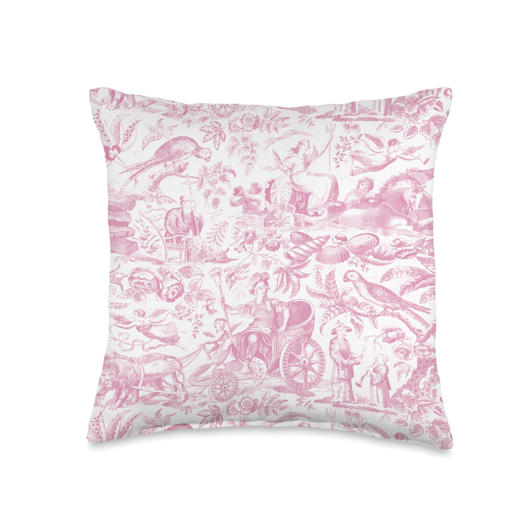 Amazon.com: French Pink Toile Chinoiserie with Birds, Angels Throw ...