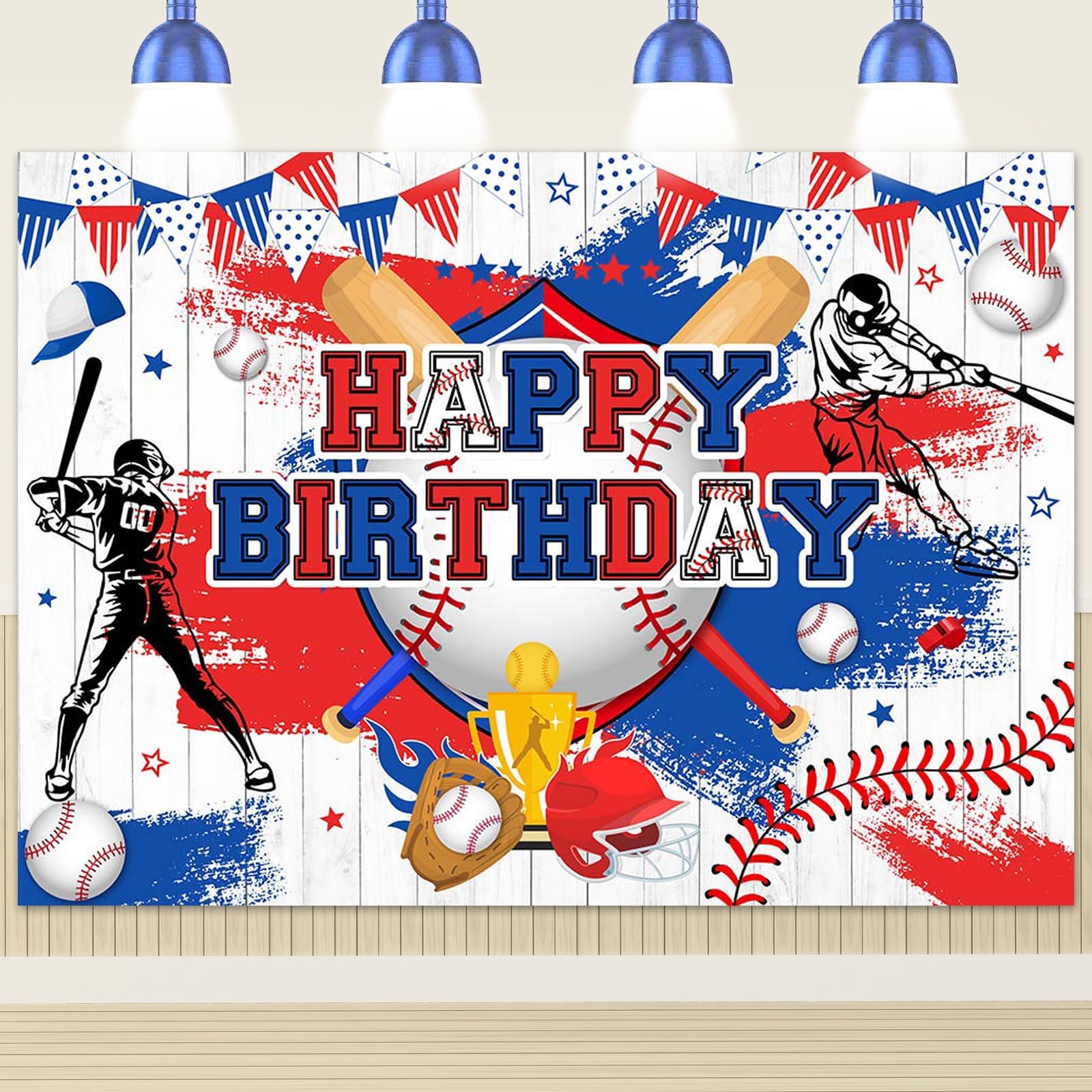 Amazon.com : Avezano Baseball Happy Birthday Backdrop Party Decorations ...
