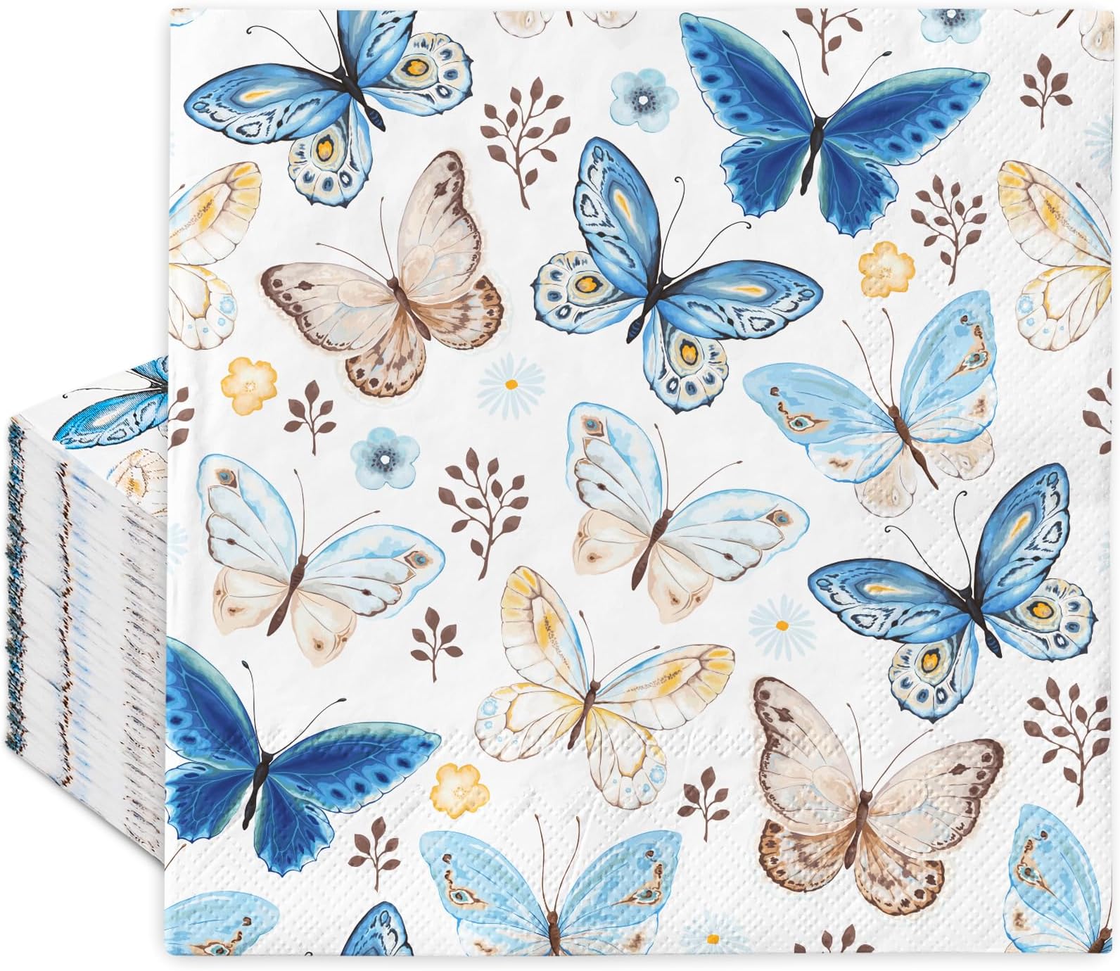 Amazon.com: Generic AnyDesign 100Pcs Butterfly Paper Napkins Spring ...