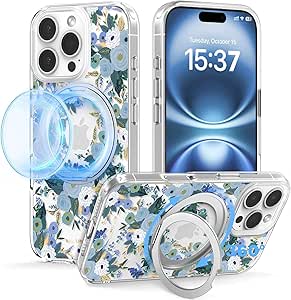 Amazon.com: FEWGEY for iPhone 16 Pro Max Case with MagSafe Stand Ring for Women, Cute Clear ...