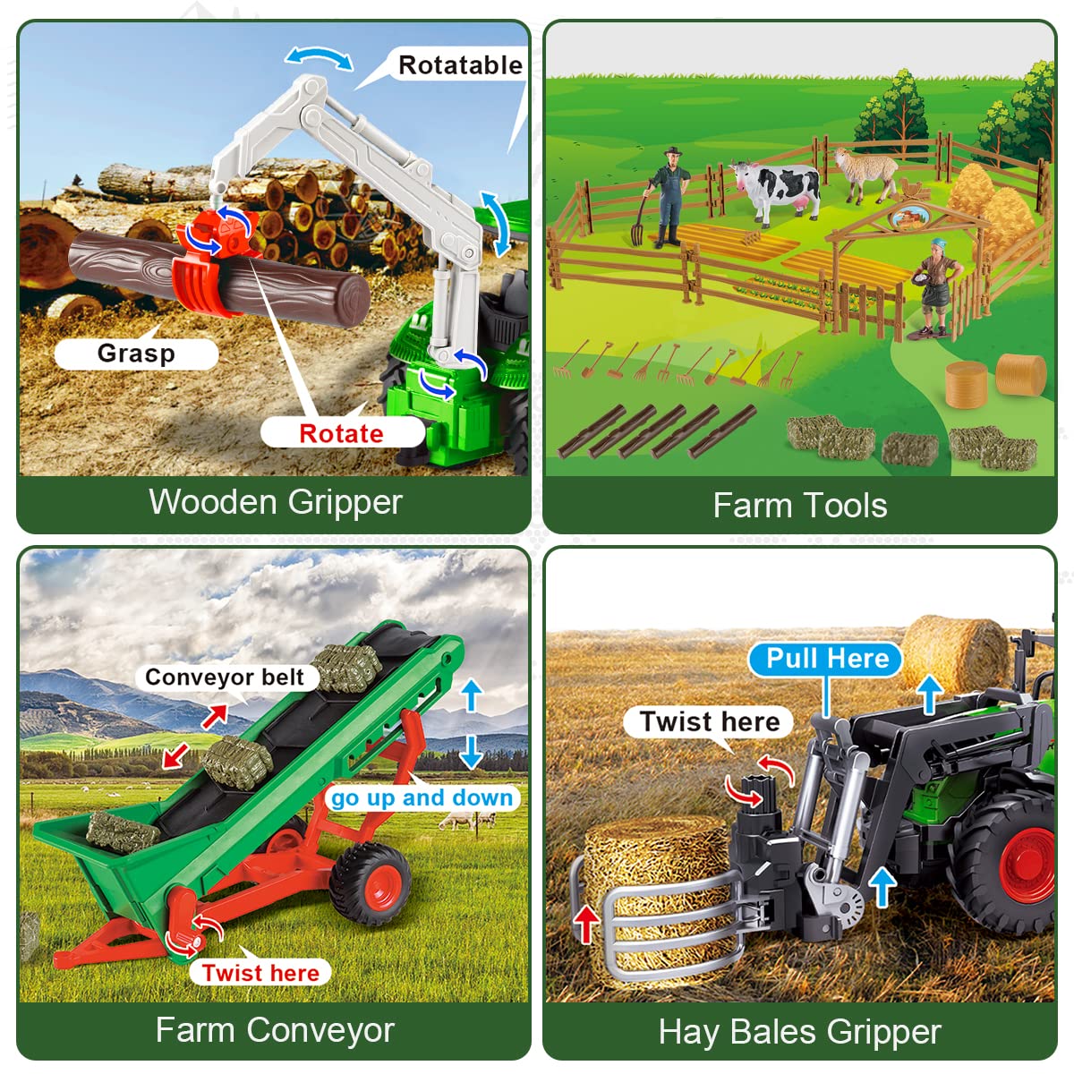 Boys Toys Age 5 FRUSE Remote Control Tractor Toy,RC Car Set & Truck And ...