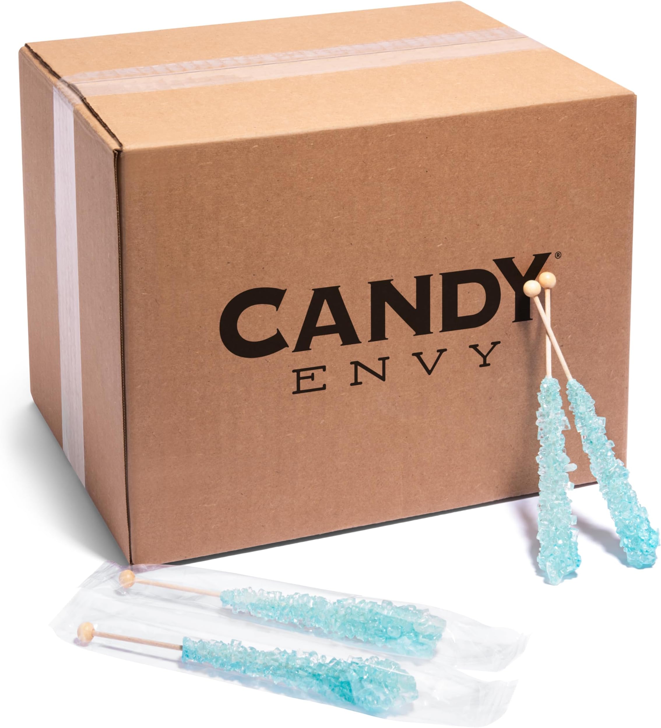 Amazon.com : Light Blue Rock Candy Sugar Sticks - Cotton Candy Flavored ...