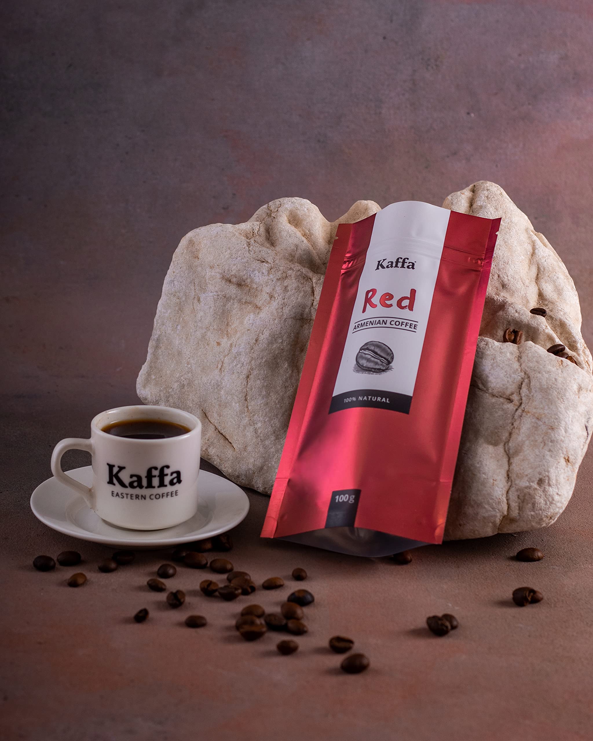 Red Coffee Cup With Coffee Beans