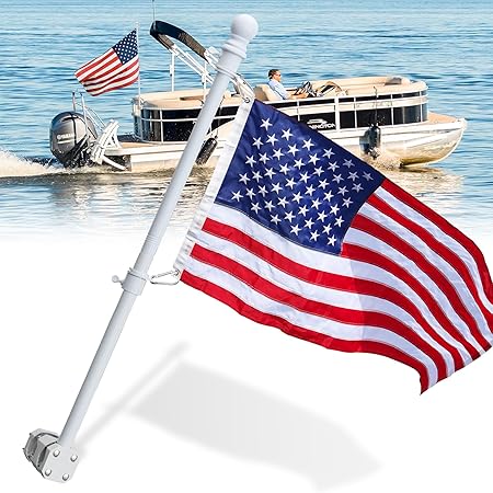 Amazon.com : Boat Flag Pole, Pontoon Boat Accessories White Flag Pole ...