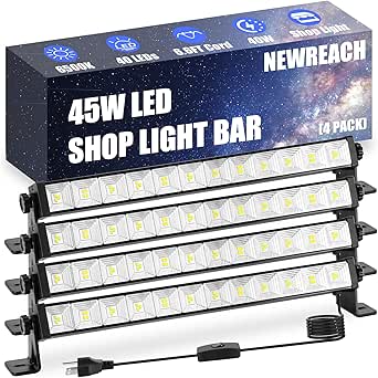NEWREACH 40W LED Shop Lights, 4800LM 6500K Shop Light Bar with 6.6ft ...