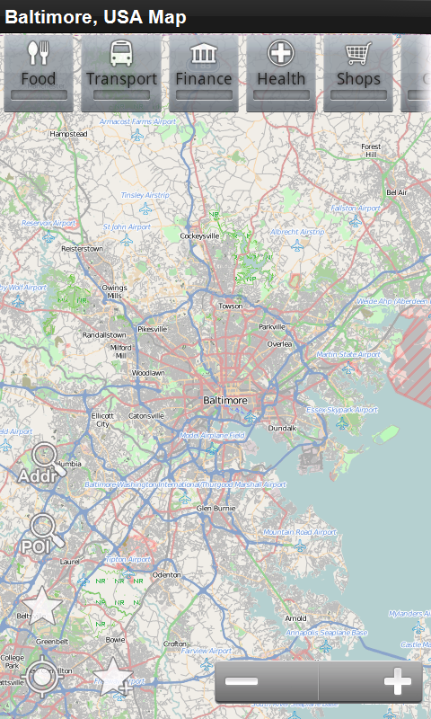 Baltimora, USA Mappa offline: PLACE STARS: app su Amazon Appstore