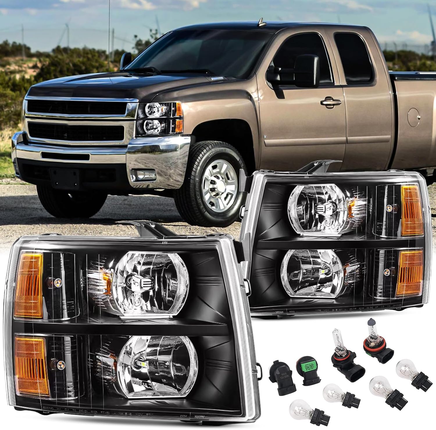 Amazon.com: Aresparts 2pcs Headlights Assembly set With Bulbs For 2007 ...