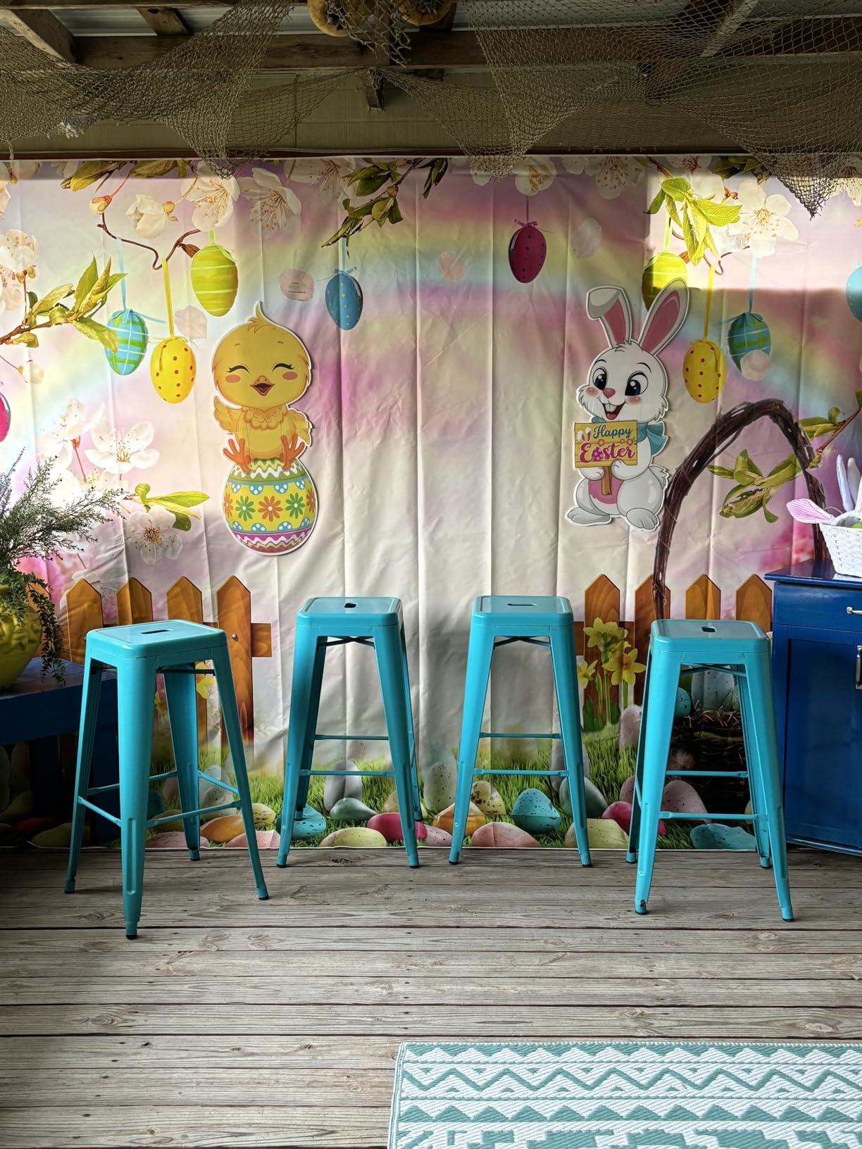 Amazon.com : Spring Easter Backdrop 10x8ft Pink Flower Rainbow Colorful ...