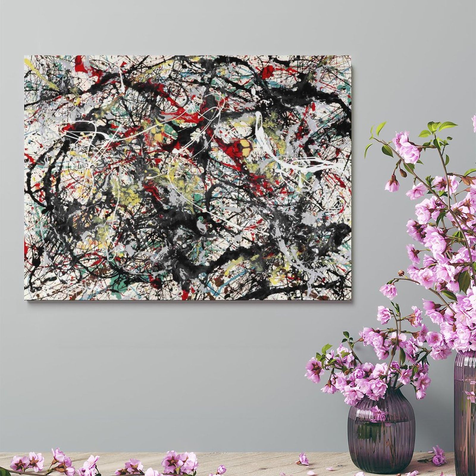 Jackson Pollock Flowers Red Black Abstract Flowers Bouquets Style