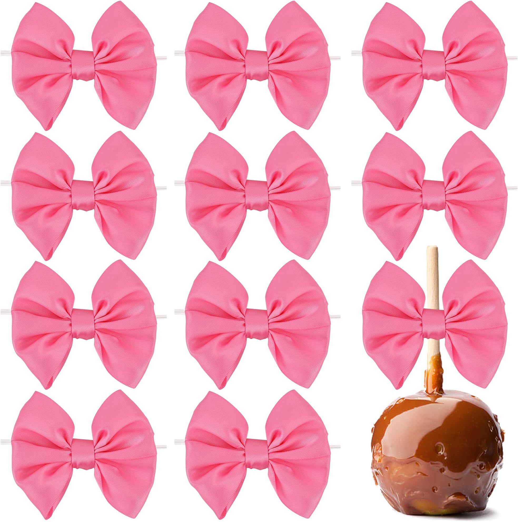 Amazon.com: 3.5 Inch Pink Satin Ribbon Bows, Twist Tie Bows, Wedding ...