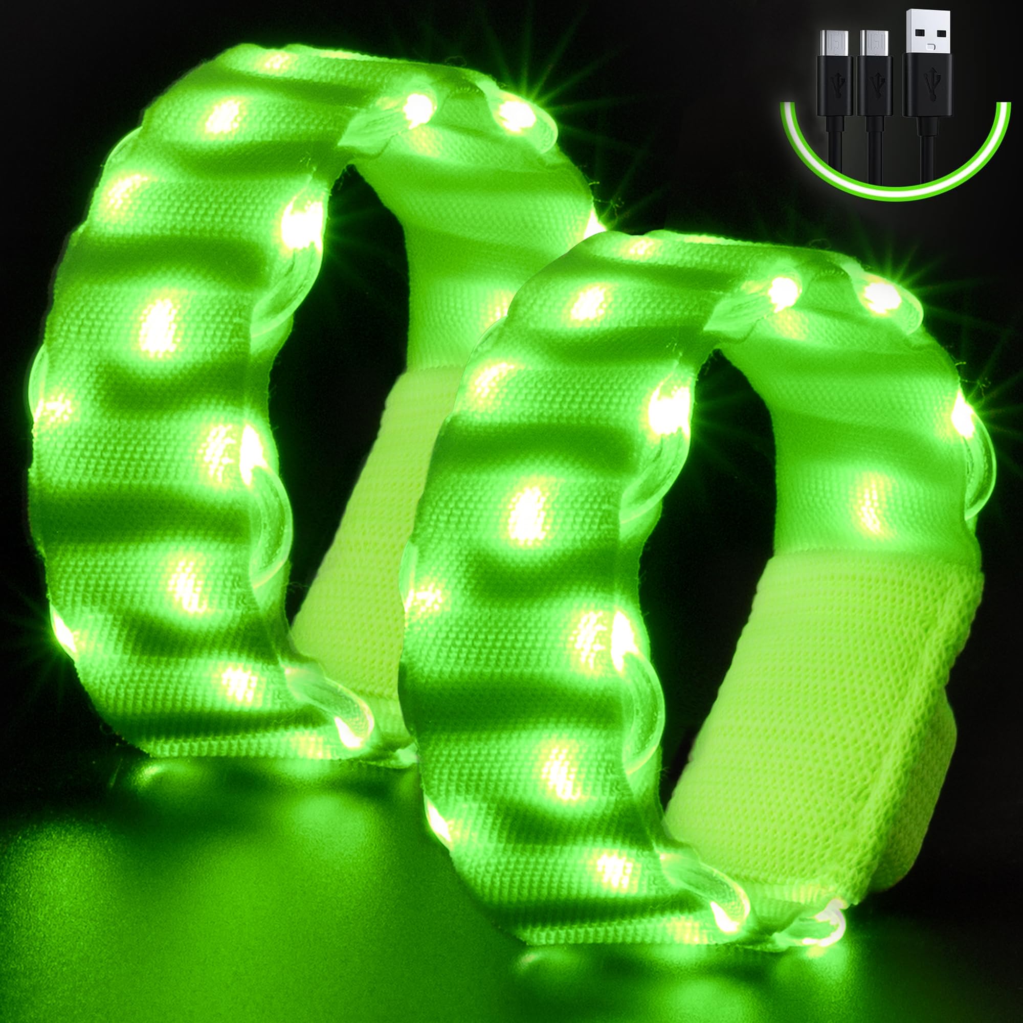 Amazon.com : Aecrlos 2 Pack LED Wristband Lights for Runners ...