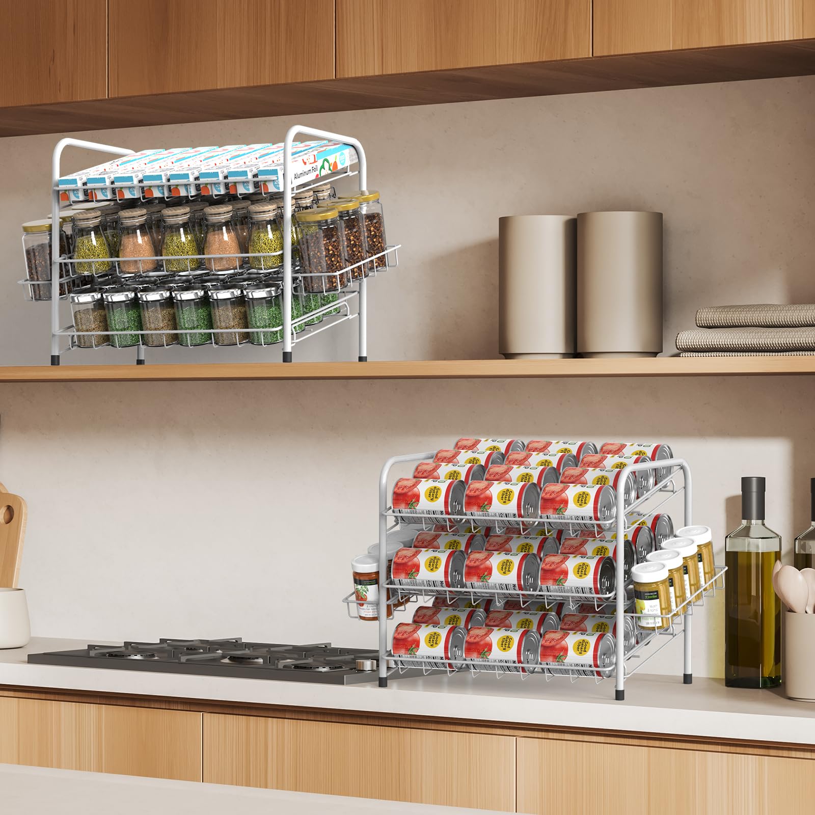 Snapklik.com : Can Storage Rack 2 Pack, White Can Storage Organizer ...