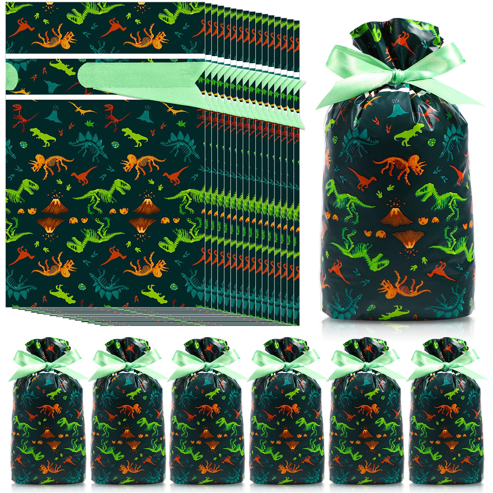 Amazon.com: Blosssound 50 Pcs Dinosaur Birthday Gift Bags Bulk Dinosaur ...