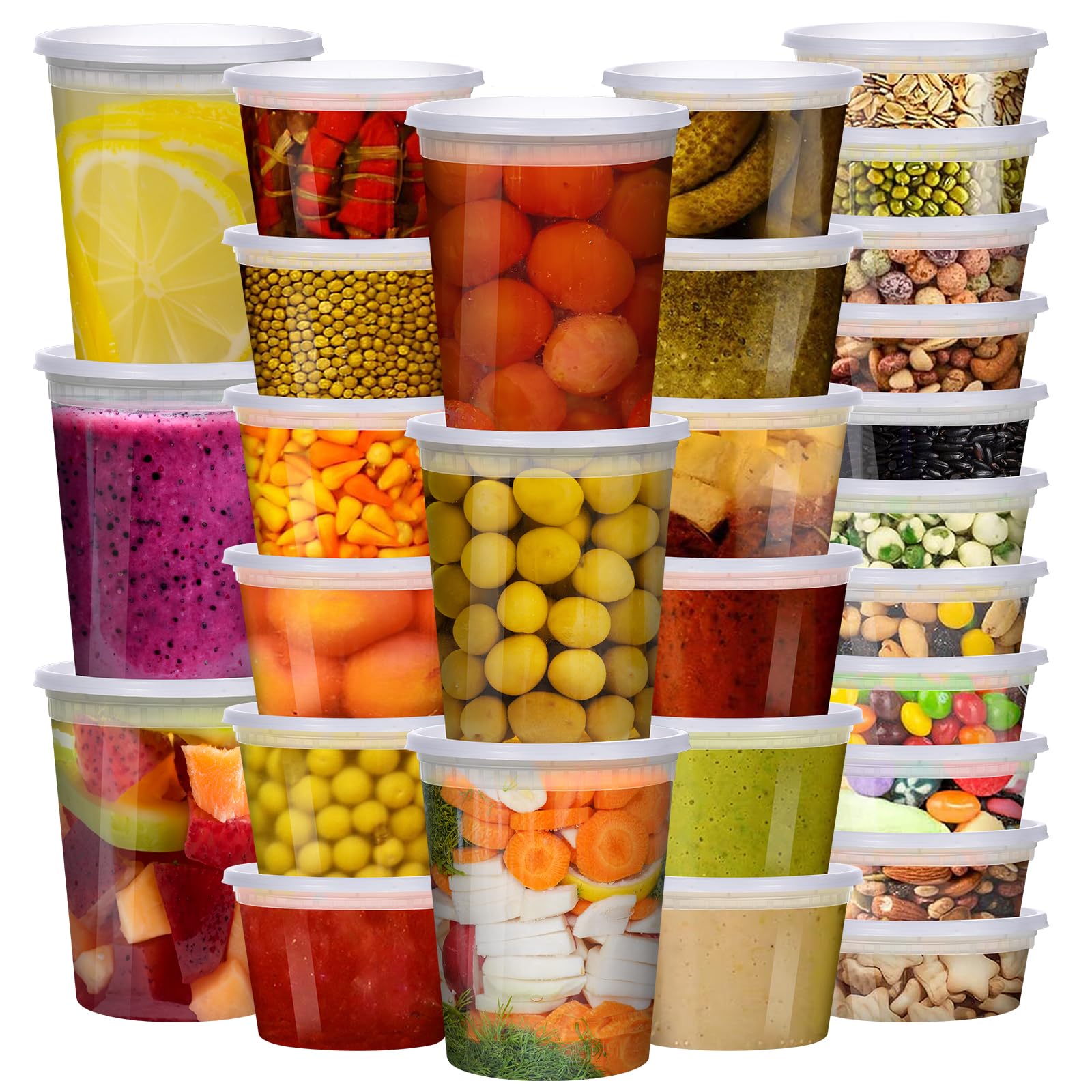 Amazon.com: Deli Containers with Lids 48 Sets - Plastic Soup Containers ...