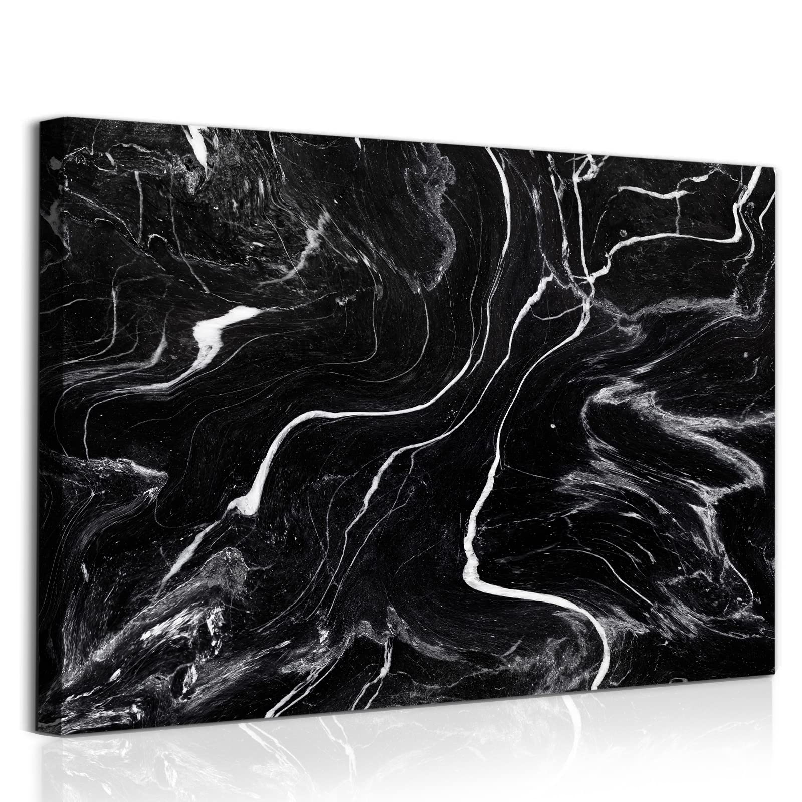 Amazon.com: Abstract Marble Canvas Wall Art Black and White Abstract ...