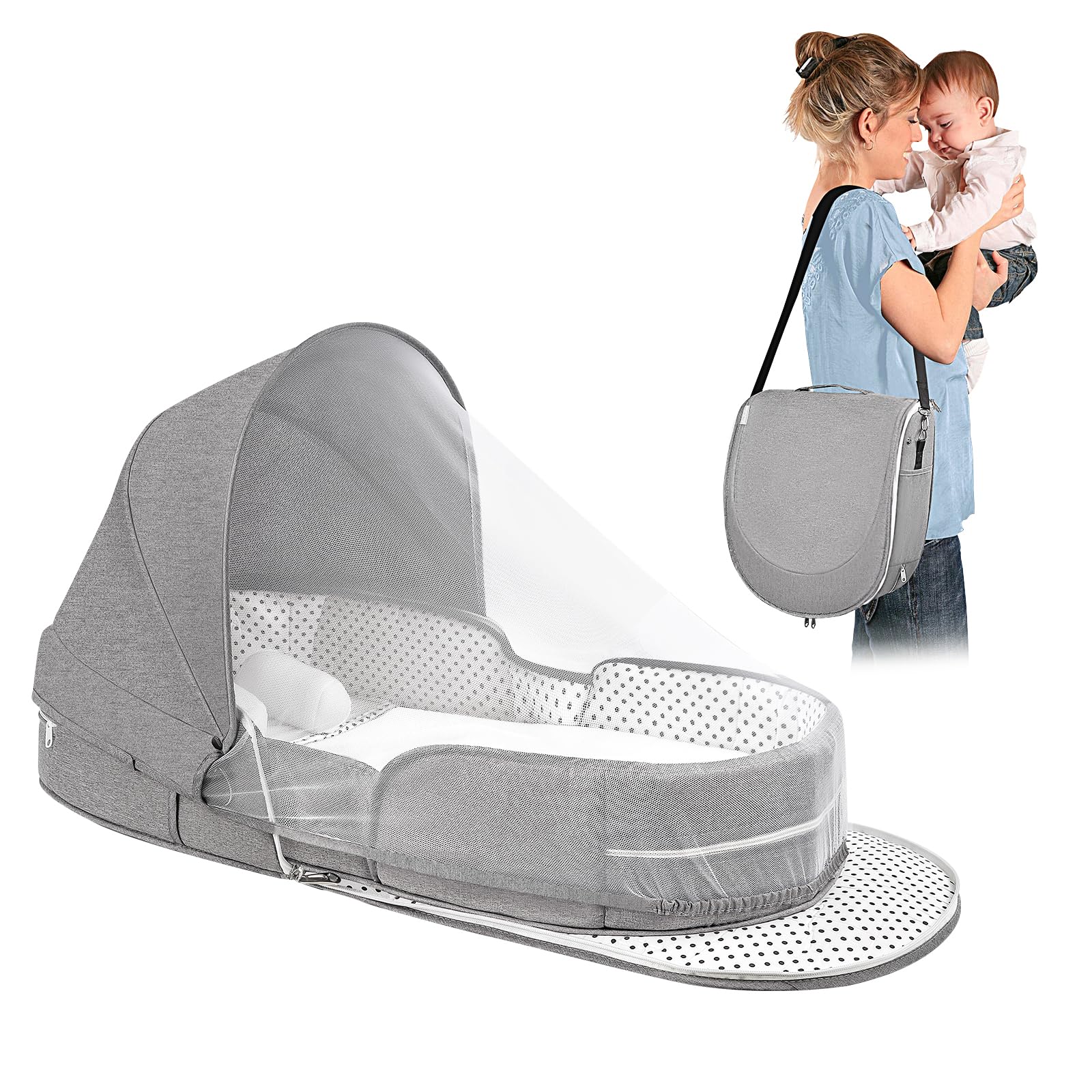Snapklik.com : UQM Portable Travel Bassinet For Baby, Foldable Baby ...