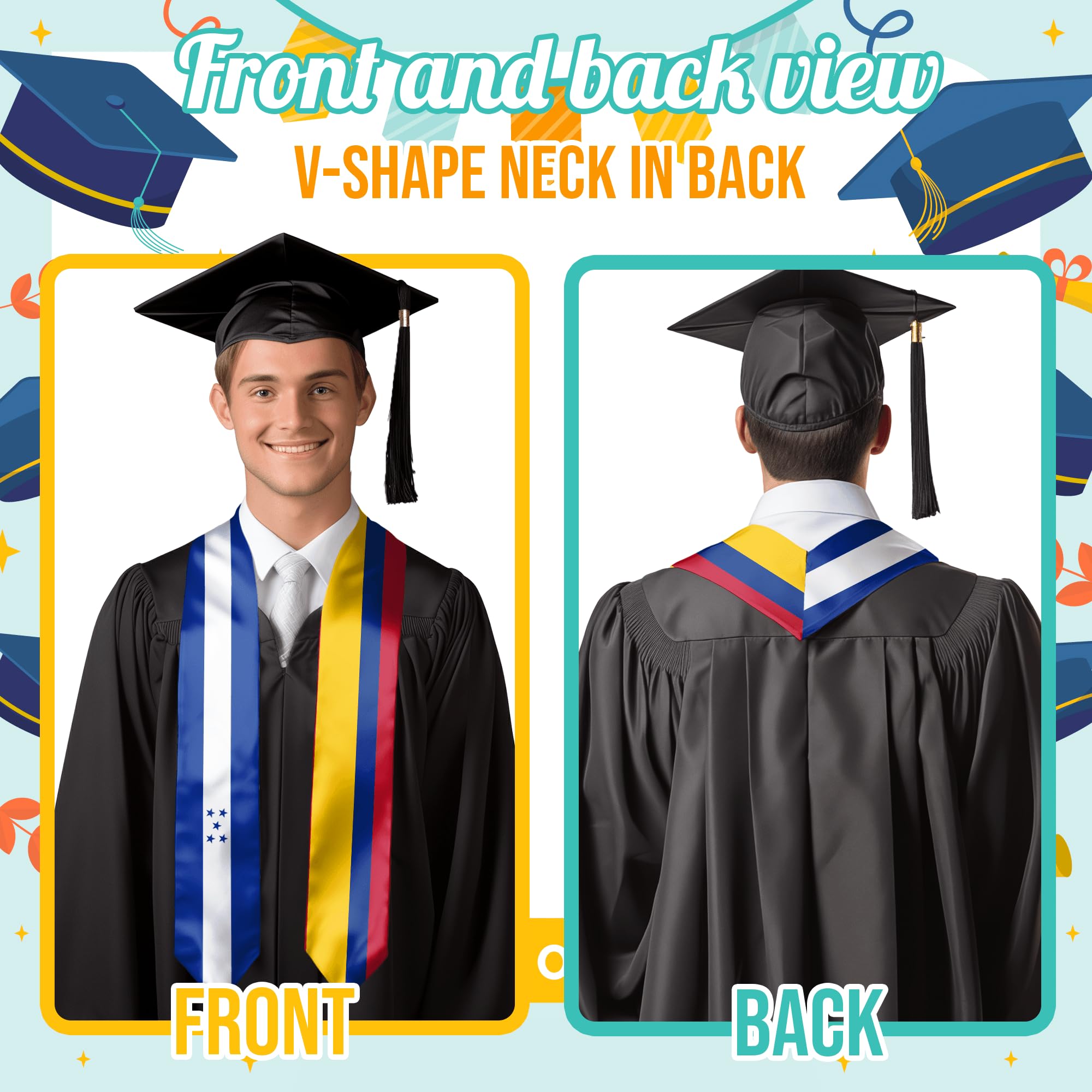 Snapklik.com : Honduras Colombia Mixed Flag Graduation Stole For ...