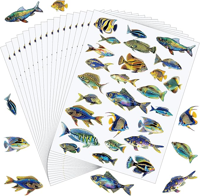 Amazon.com: Geyee 20 Sheets Fish Stickers for Adult Crafts 520 Pcs ...