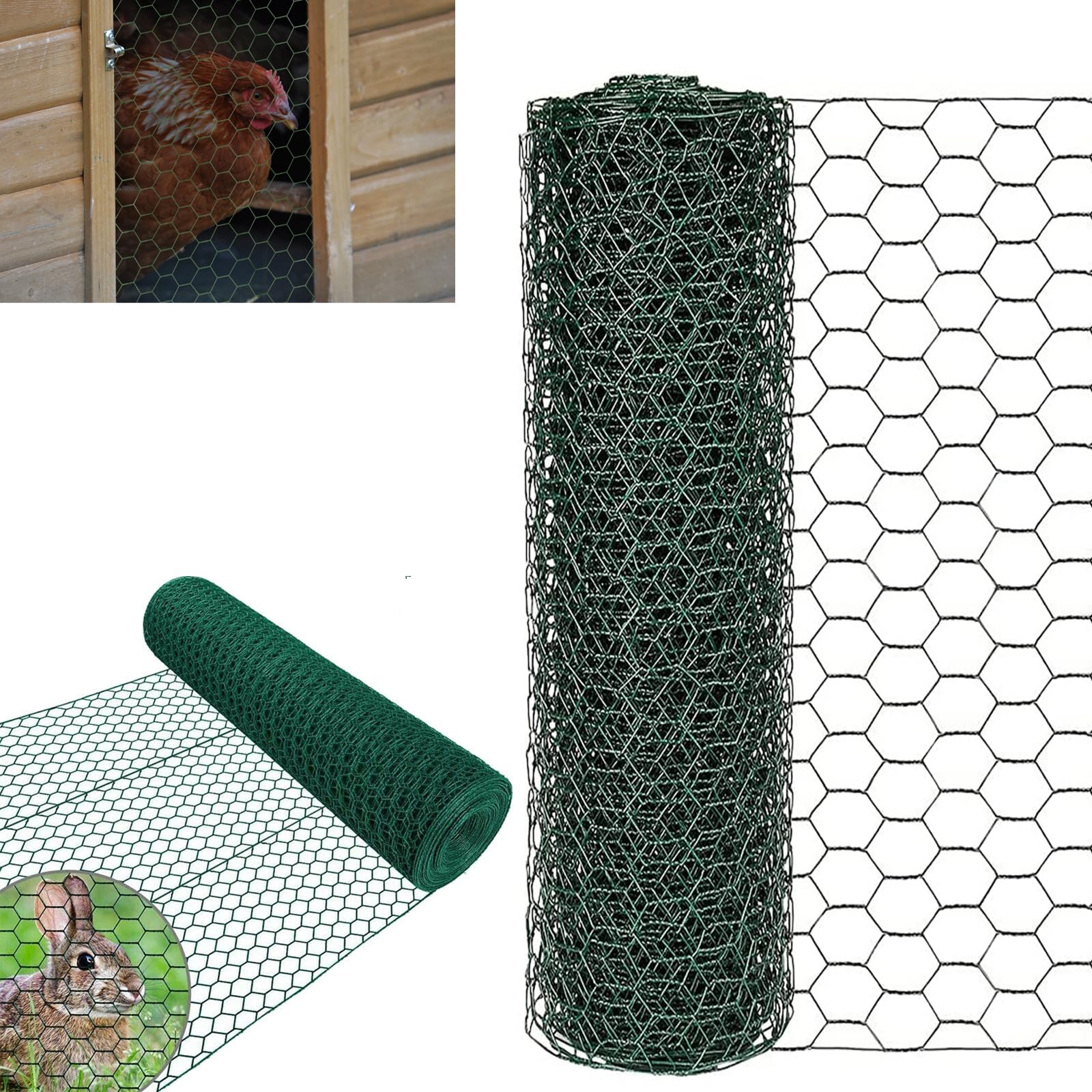 Hexagonal Mesh 25 m - 100 cm High - Garden Fence Wire Mesh - Mesh Width ...