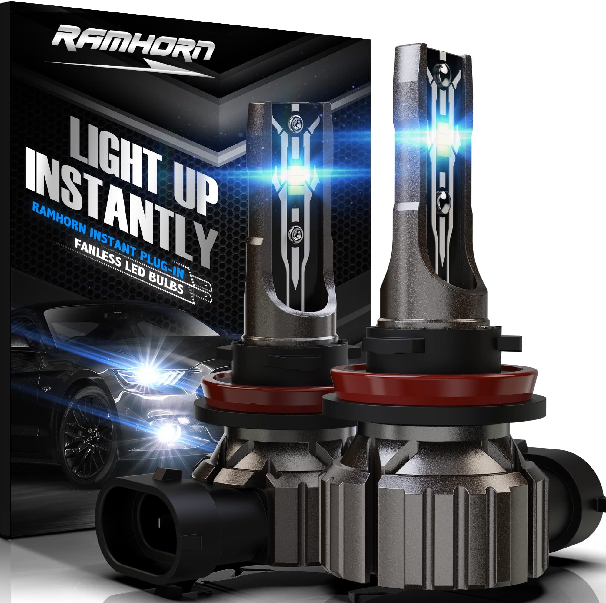 Amazon.com: RAMHORN H11 bulbs, 300% brightness Upgraded, 12000LM 1:1 ...