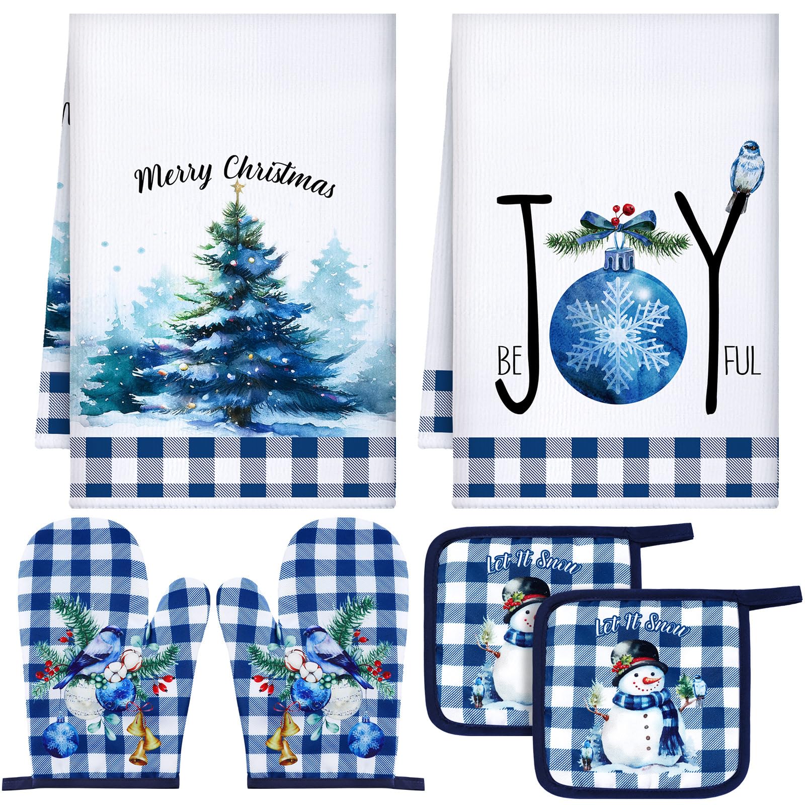 Amazon.com: Bencailor 6 Pcs Christmas Theme Kitchen Towel Set Dish Hand ...