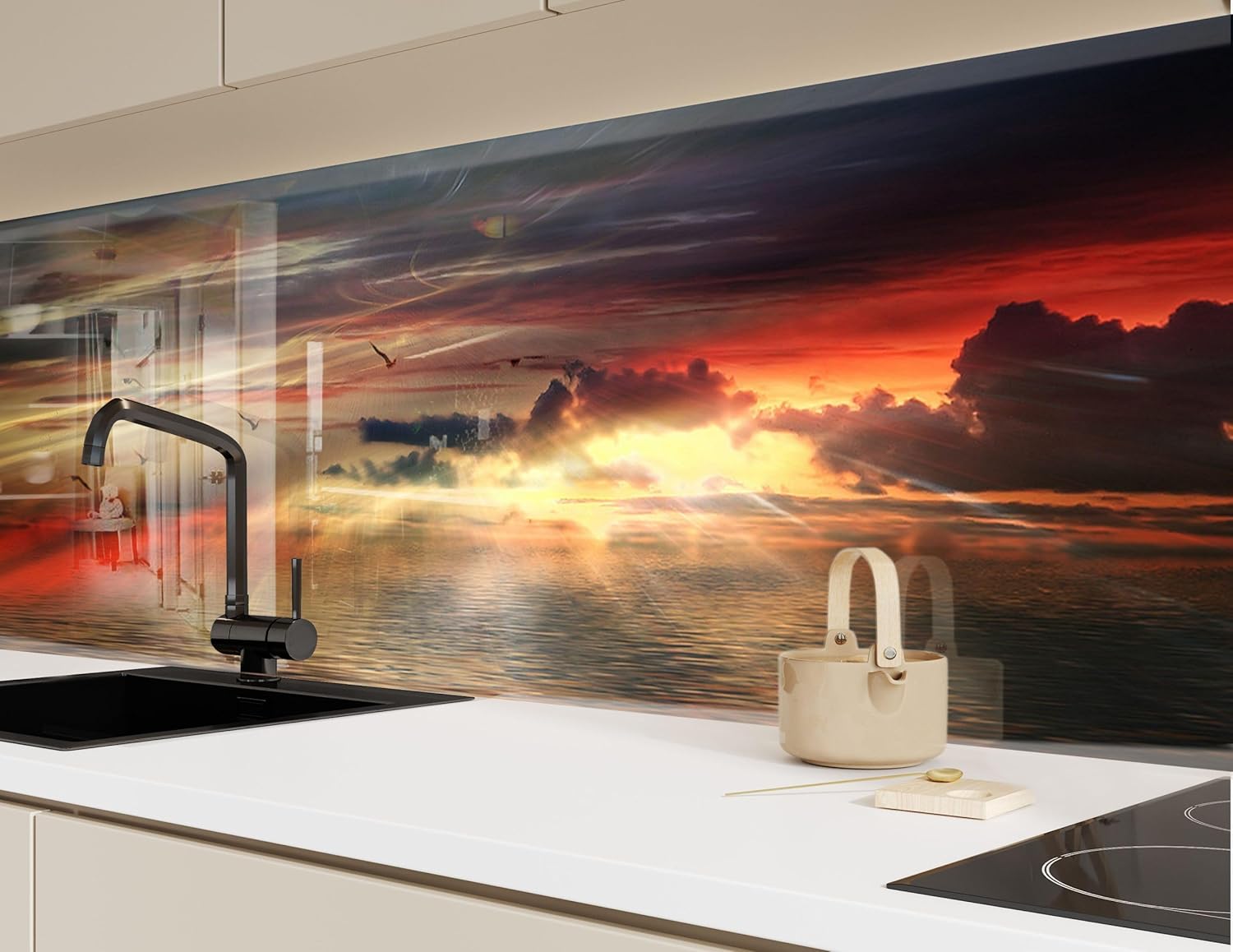Myphotostation.com 30Wx20H'' Tempered Glass View Backsplash Design ...