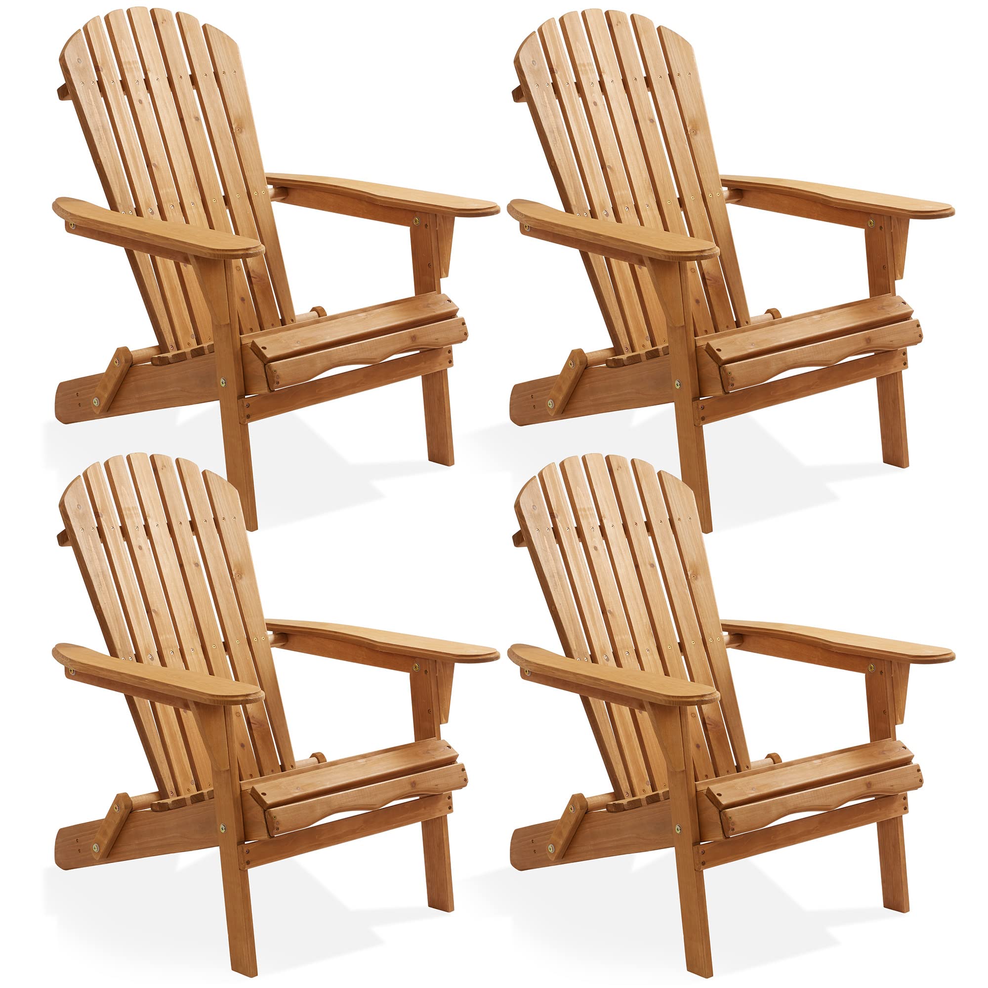 Amazon.com : Casafield Folding Adirondack Chair, Set of 4 Cedar Wood ...