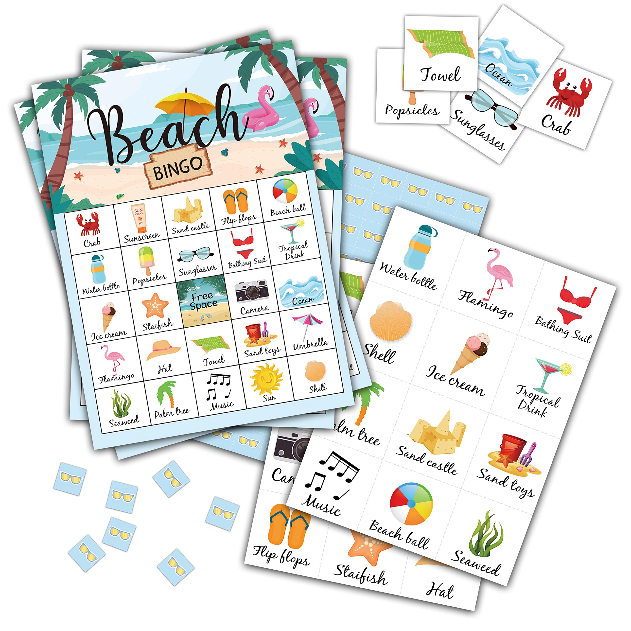 Amazon.com: Levitatinyear Beach Bingo Game, Tropical Summer Themed ...