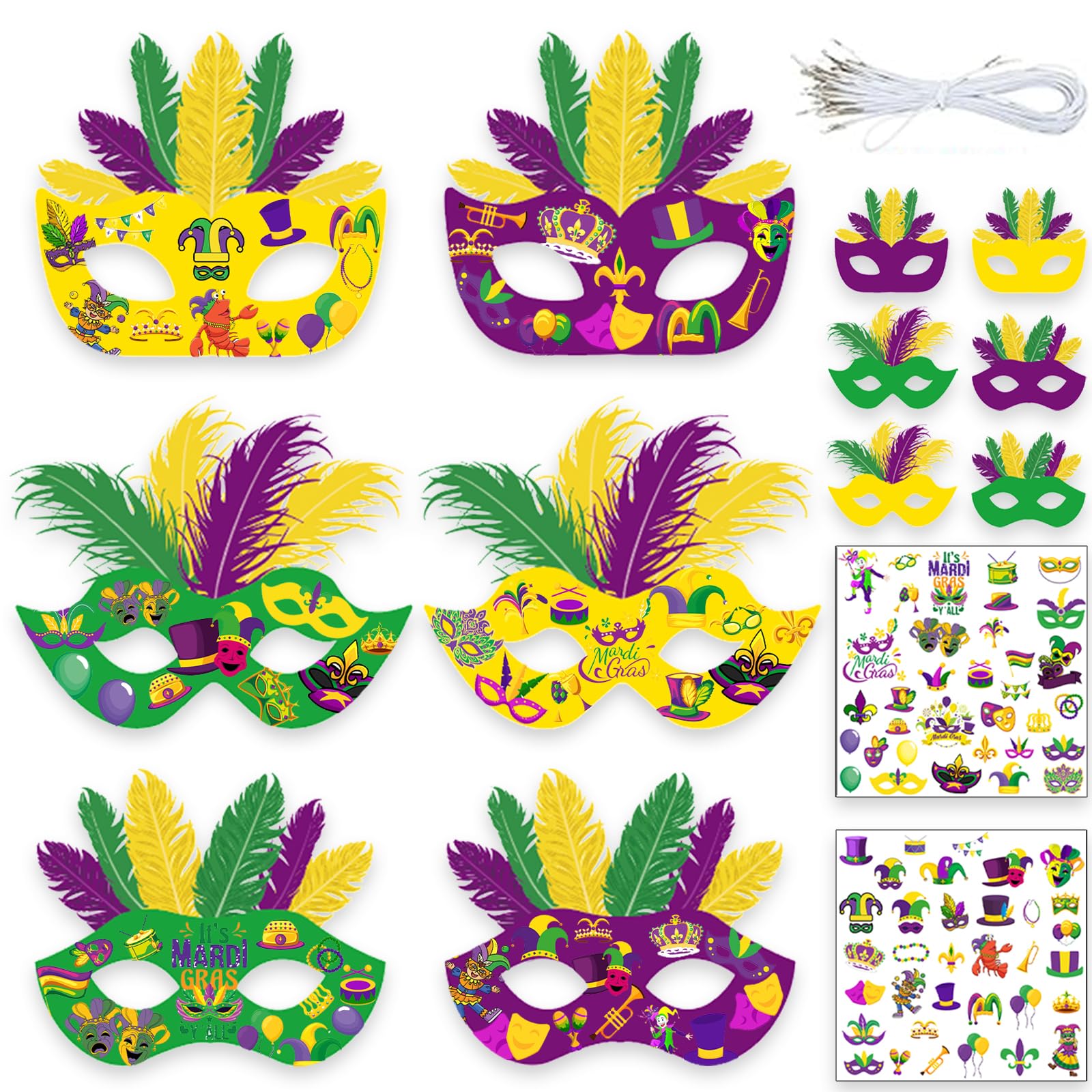 Amazon.com: HABDJILTY 30Pcs Make Your Own Mardi Gras Face Masks Mardi ...