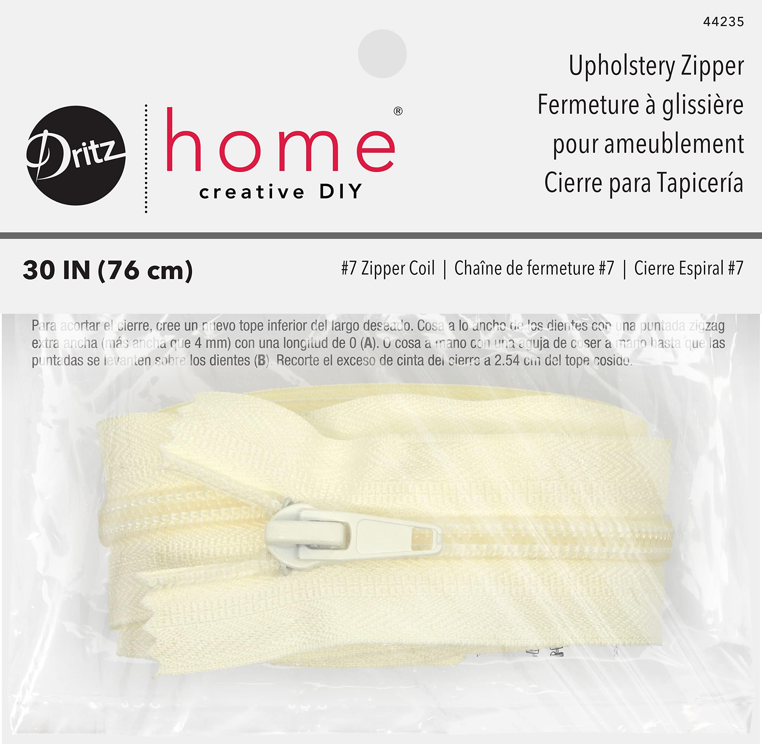Amazon.com: Dritz Home 44235 Nylon Upholstery Zipper, 30-Inch, Cream