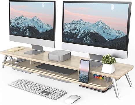 Amazon.com: Fenge Dual Monitor Stand, Monitor Stands Riser for 2 ...