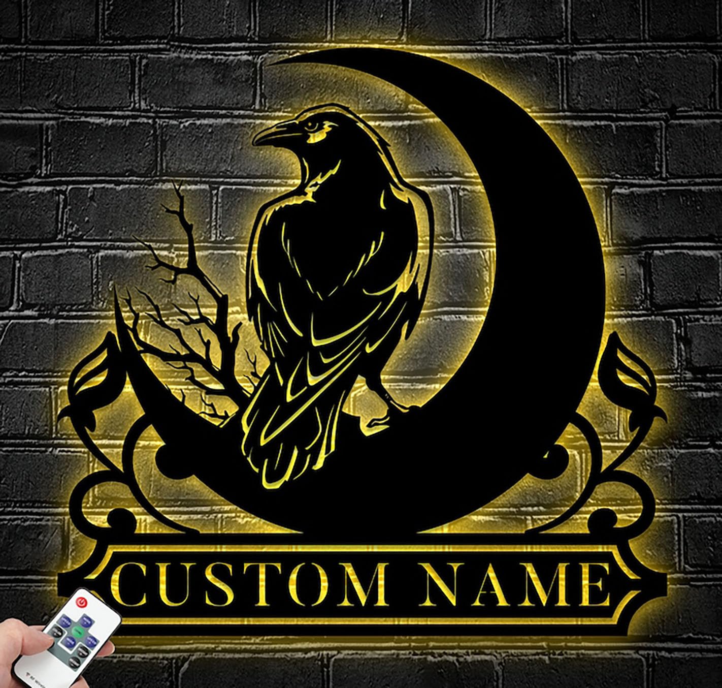 Amazon.com: CALILI Custom Name With Led Light - Custom Raven On the ...