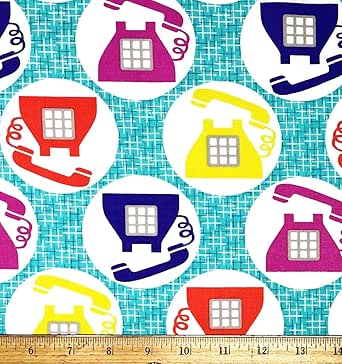 Amazon.com: RobertKaufman 1/2 Yard - Colorful Classic Phones Telephones ...