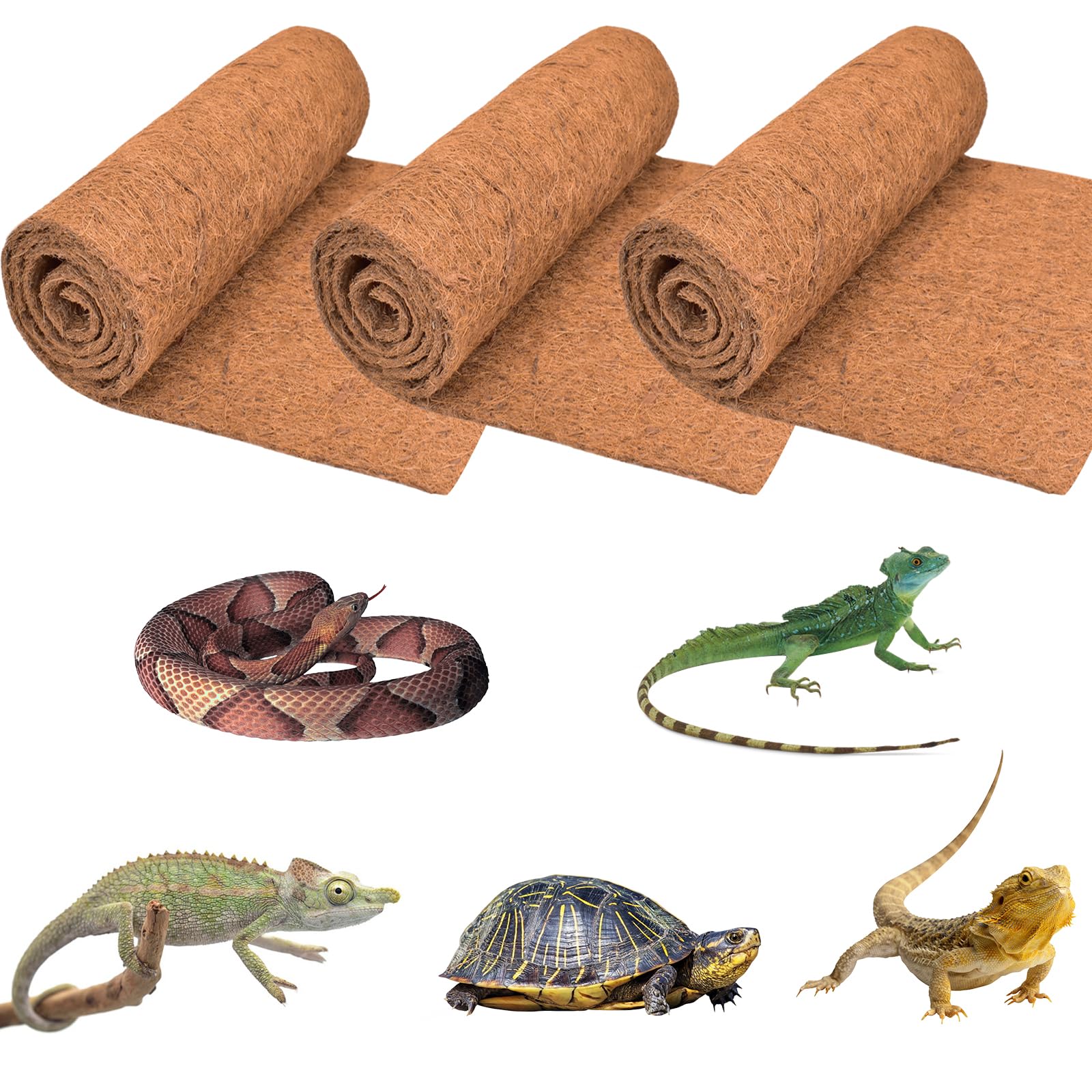 Amazon.com : ZeeDix 3 Rolls Coconut Fiber Reptile Substrate Mat, 18 x ...