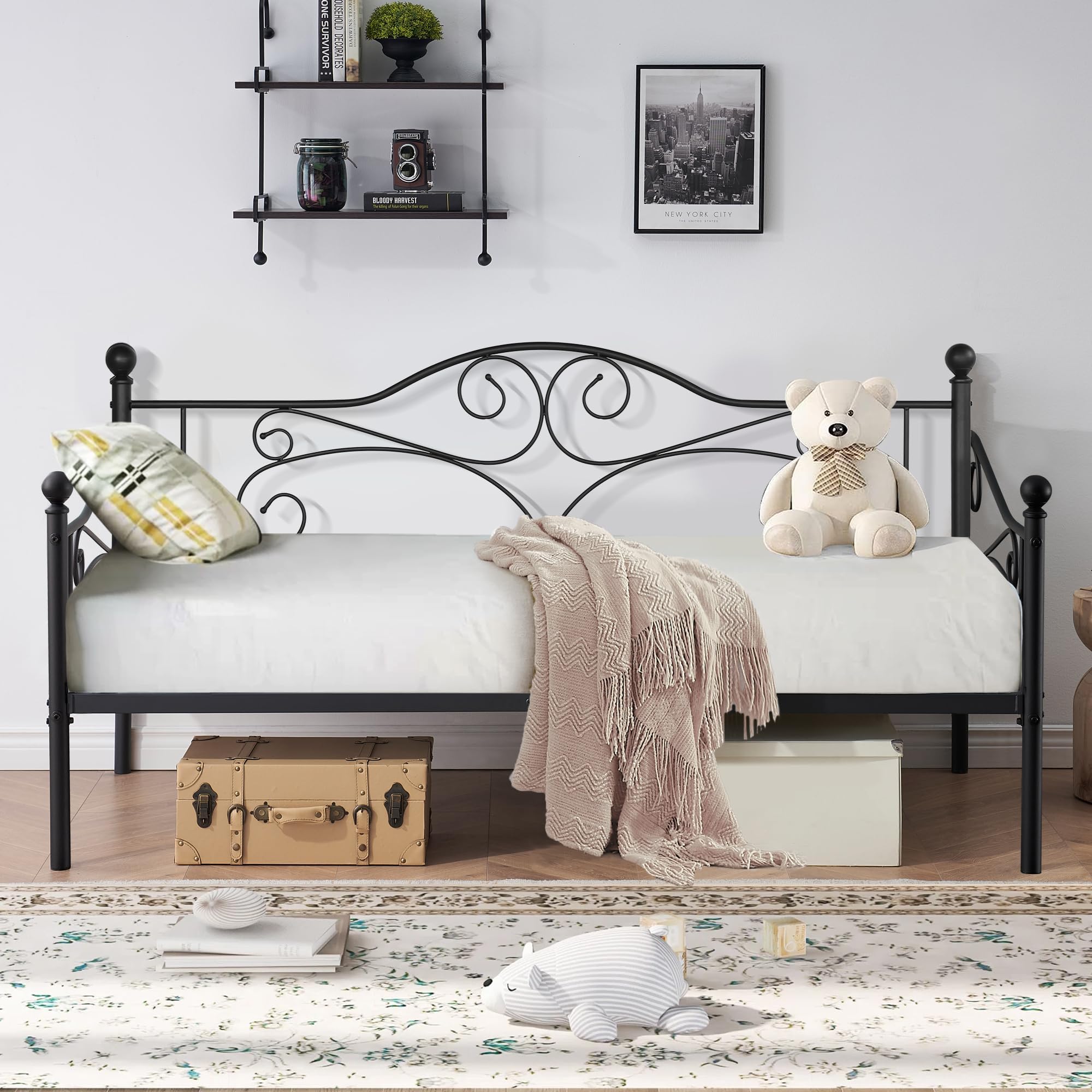 Amazon.com: Kings Brand Furniture - Modern Metal Twin Size Daybed Frame ...