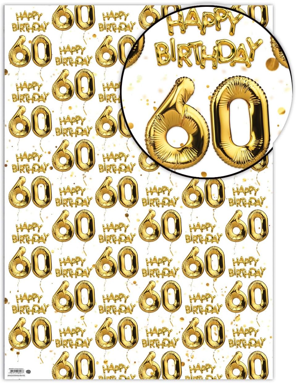 Brainbox Candy - 2 Sheets of Funny '60th Birthday' Wrapping Paper ...