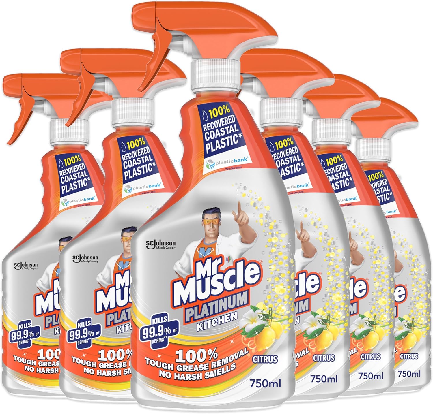 Mr Muscle Kitchen Cleaner, Platinum Antibacterial Kitchen Spray, Citrus ...