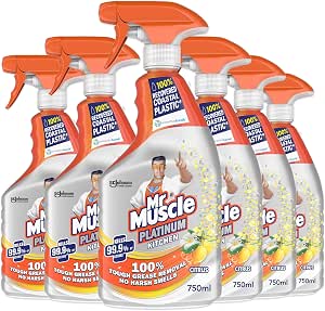 Mr Muscle Kitchen Cleaner, Platinum Antibacterial Kitchen Spray, Citrus ...