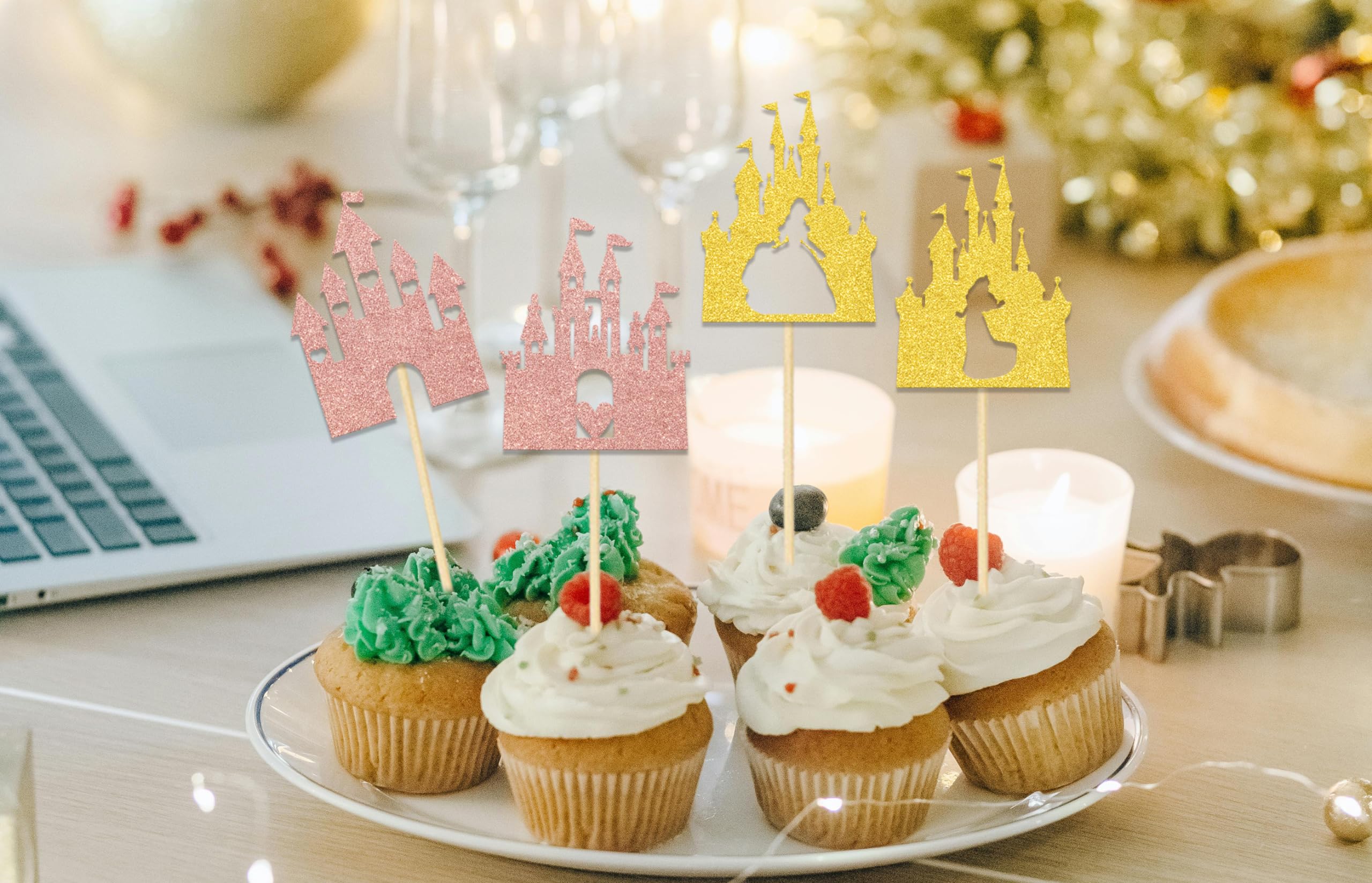 Snapklik.com : 24Pcs Castle Happy Birthday Cupcake Topper Castle ...